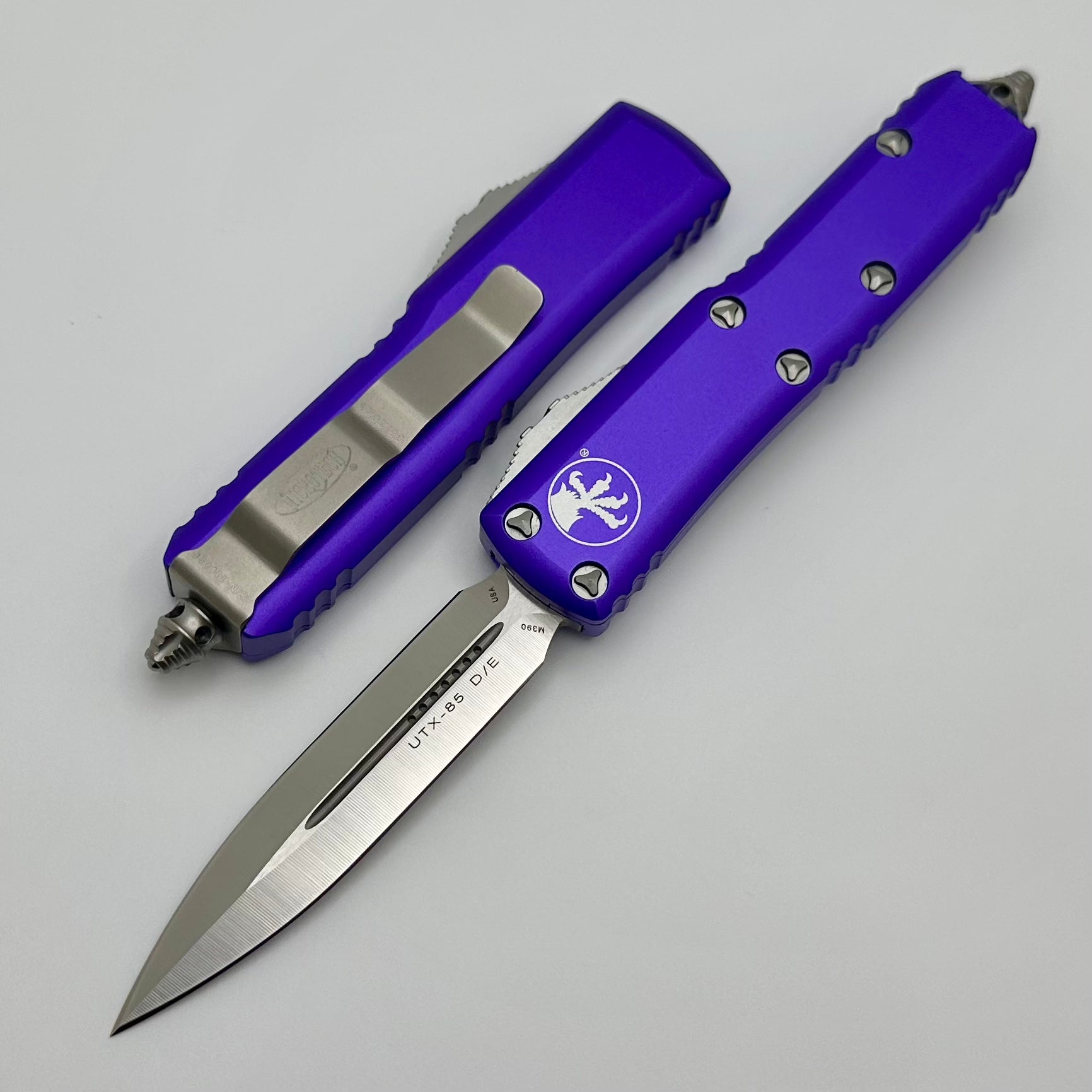 Microtech UTX-85 Double Edge Satin Standard & Purple 232-4PU