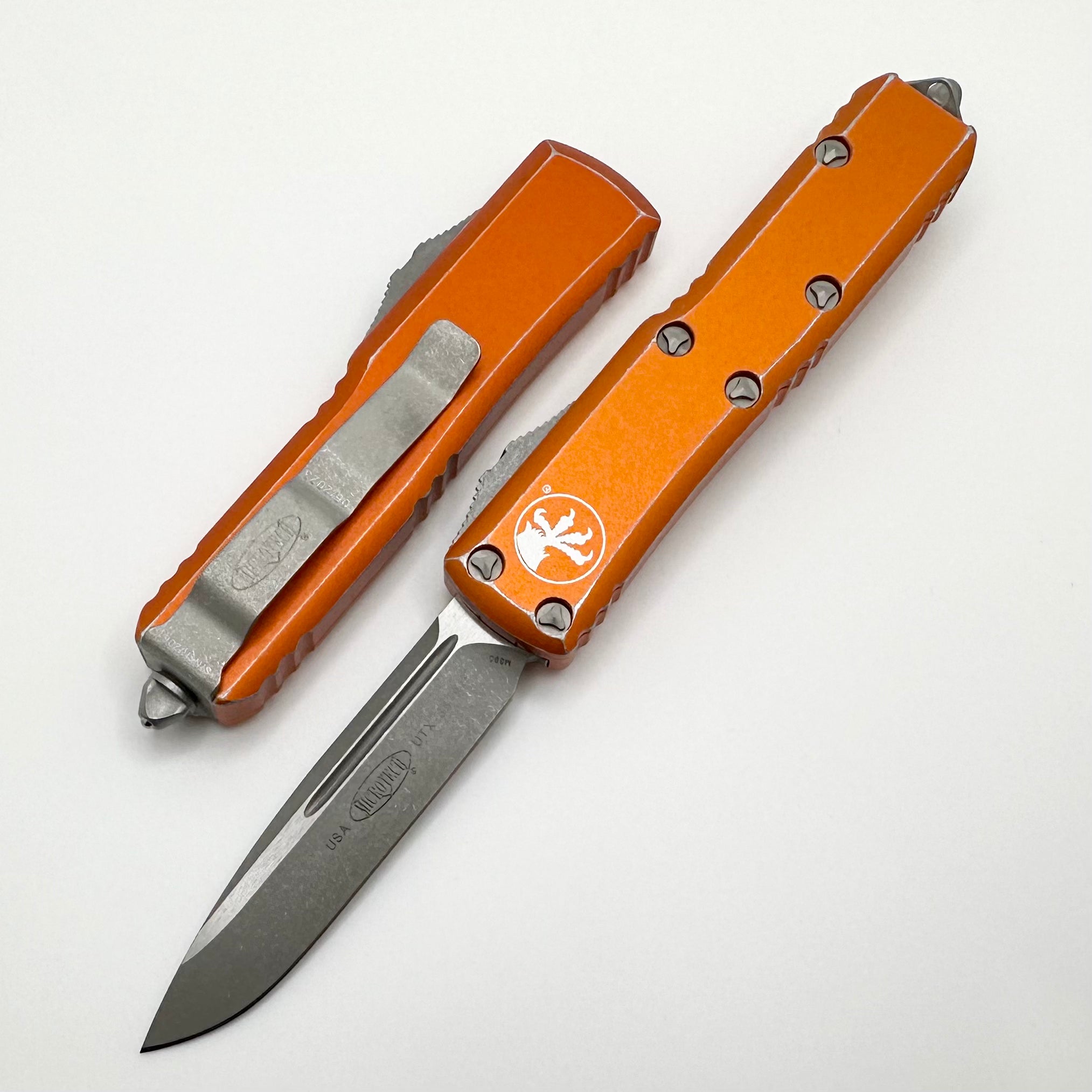 Microtech UTX-85 Single Edge Apocalyptic Standard & Distressed Orange