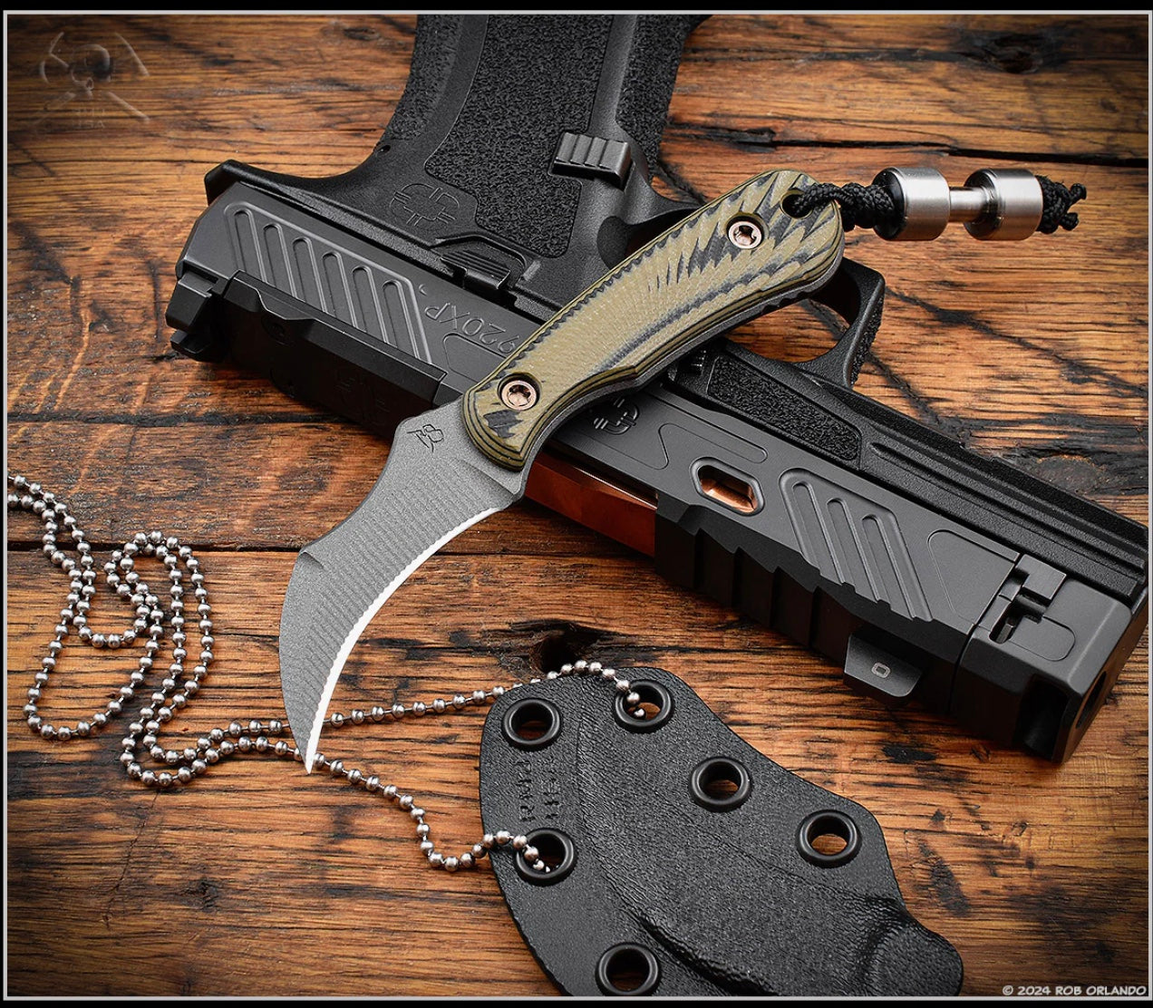 RMJ Gym Rat w/ Dirty Olive G-10 Handles & Tungsten Gray Nitro V Fixed