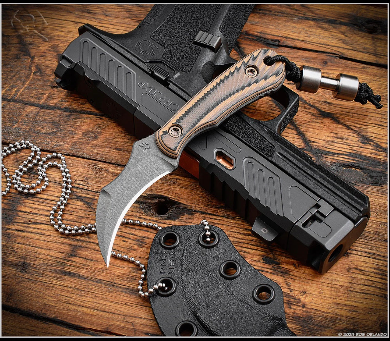 RMJ Gym Rat w/ Hyena Brown G-10 Handles & Tungsten Gray Nitro V Fixed