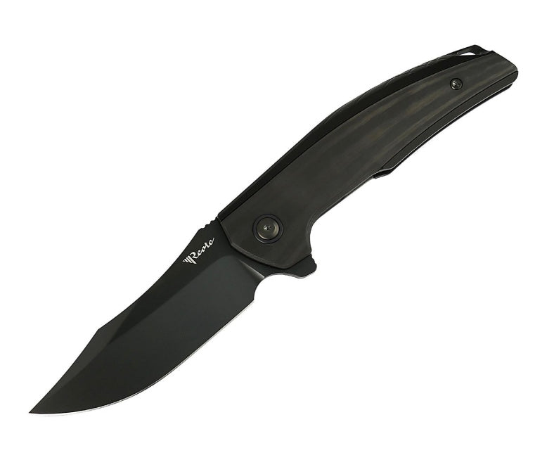 Reate Knives Jack Jr. Black Aluminum Integral Handle w/ Carbon Fiber I