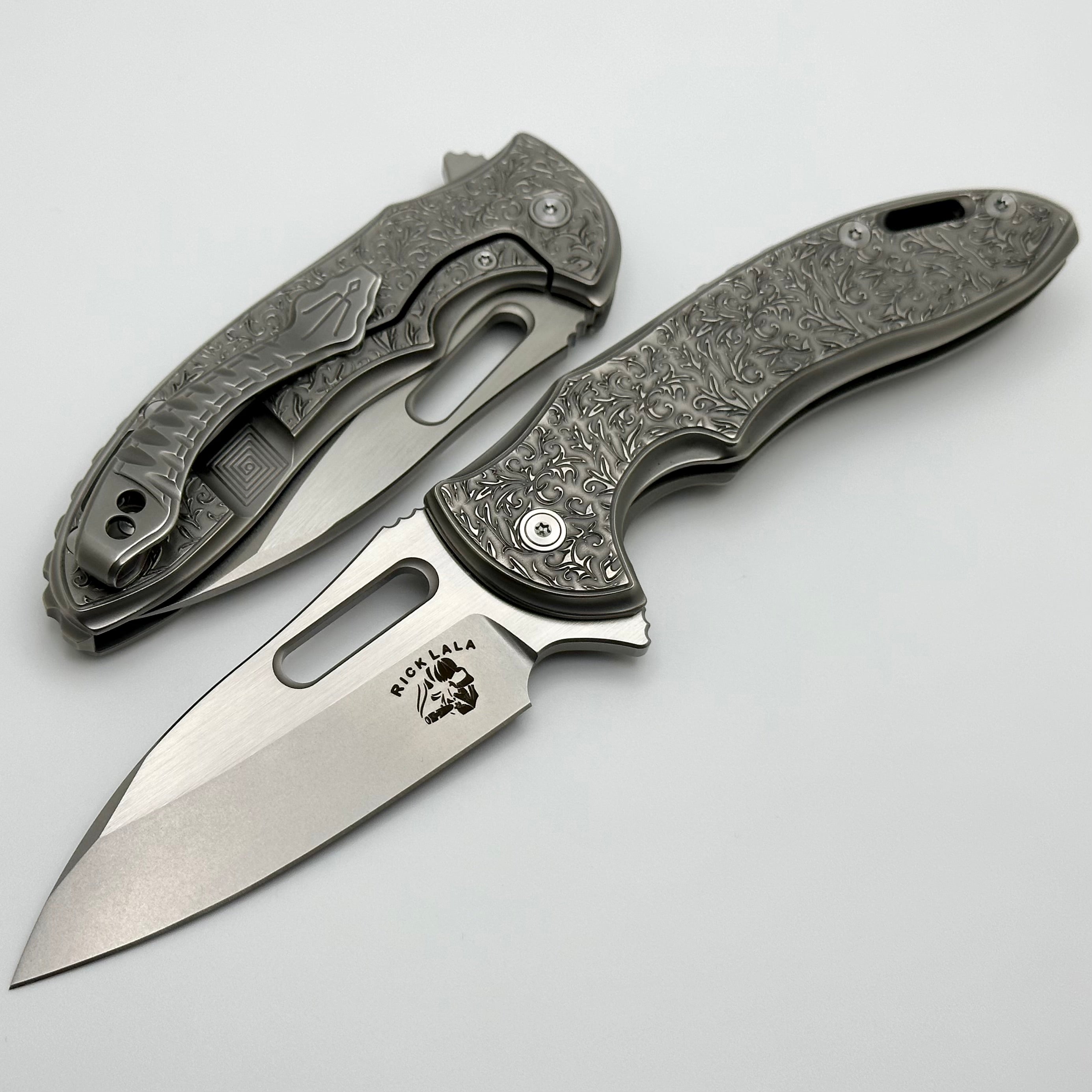 Mechforce Knives Sentry Rick Lala Collab Scroll Pattern Titanium & M39