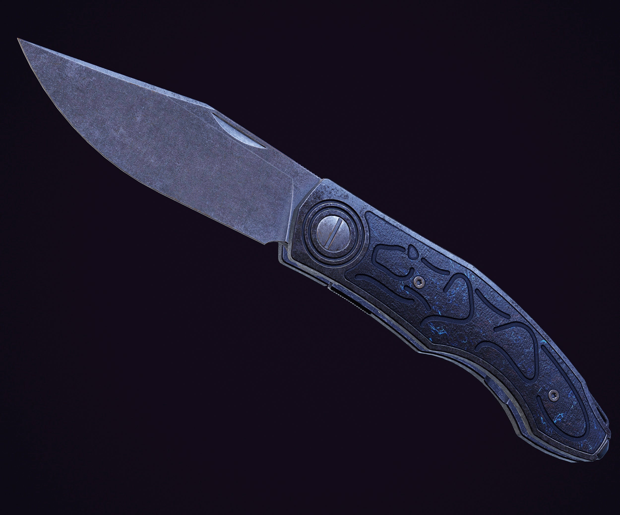 Pre Order Custom Knife Factory Puma w/ Blue Carbon Fiber Inlaid Blackw