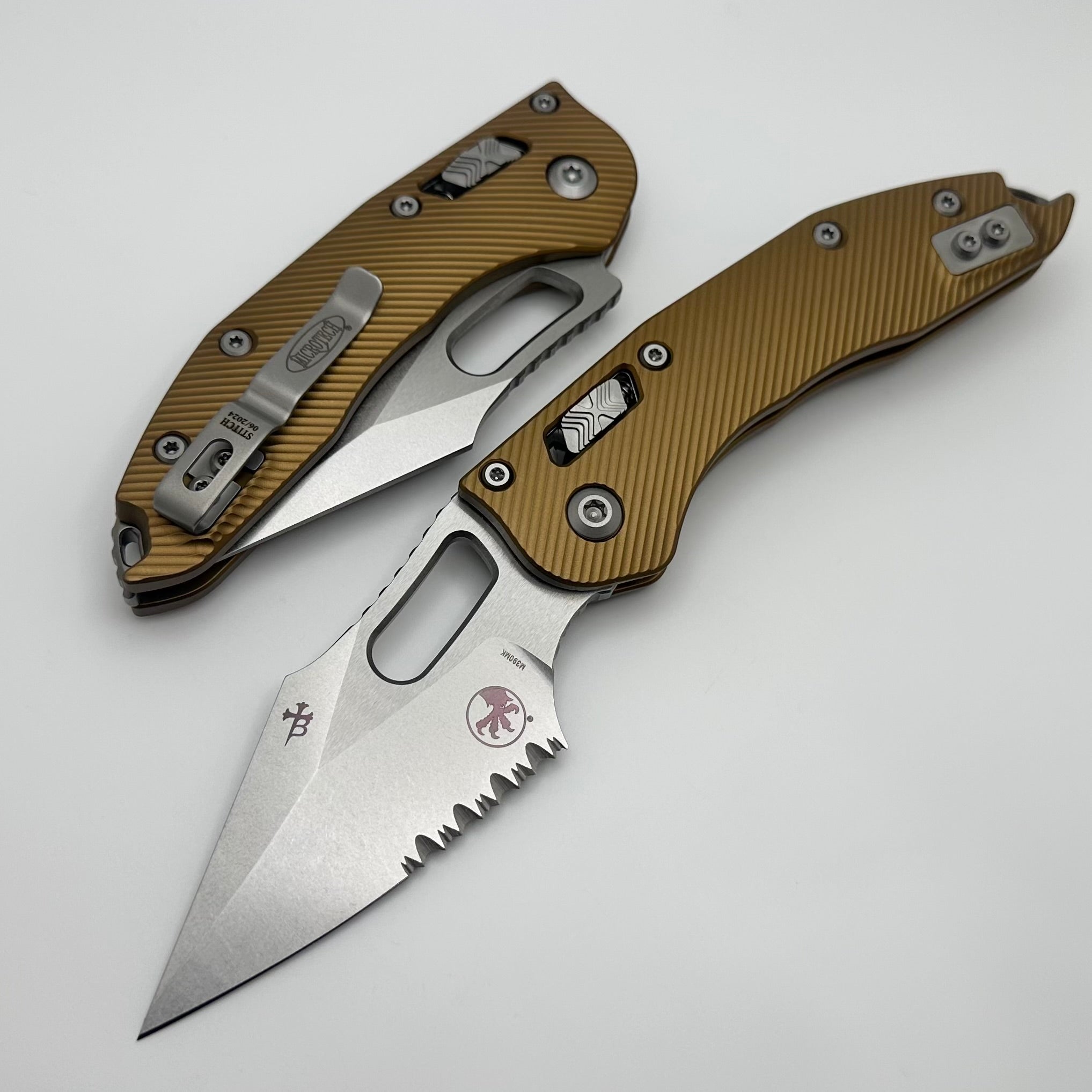 Microtech Knives Manual Stitch RAM LOK Fluted Tan Aluminum & Partial S