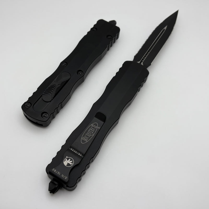 Microtech Dirac Delta Black Tactical w/ Double Full Serrated Black D/E