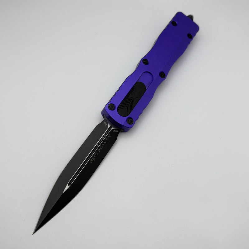 Microtech Dirac Delta Black D/E w/ Purple Handles 227-1PU