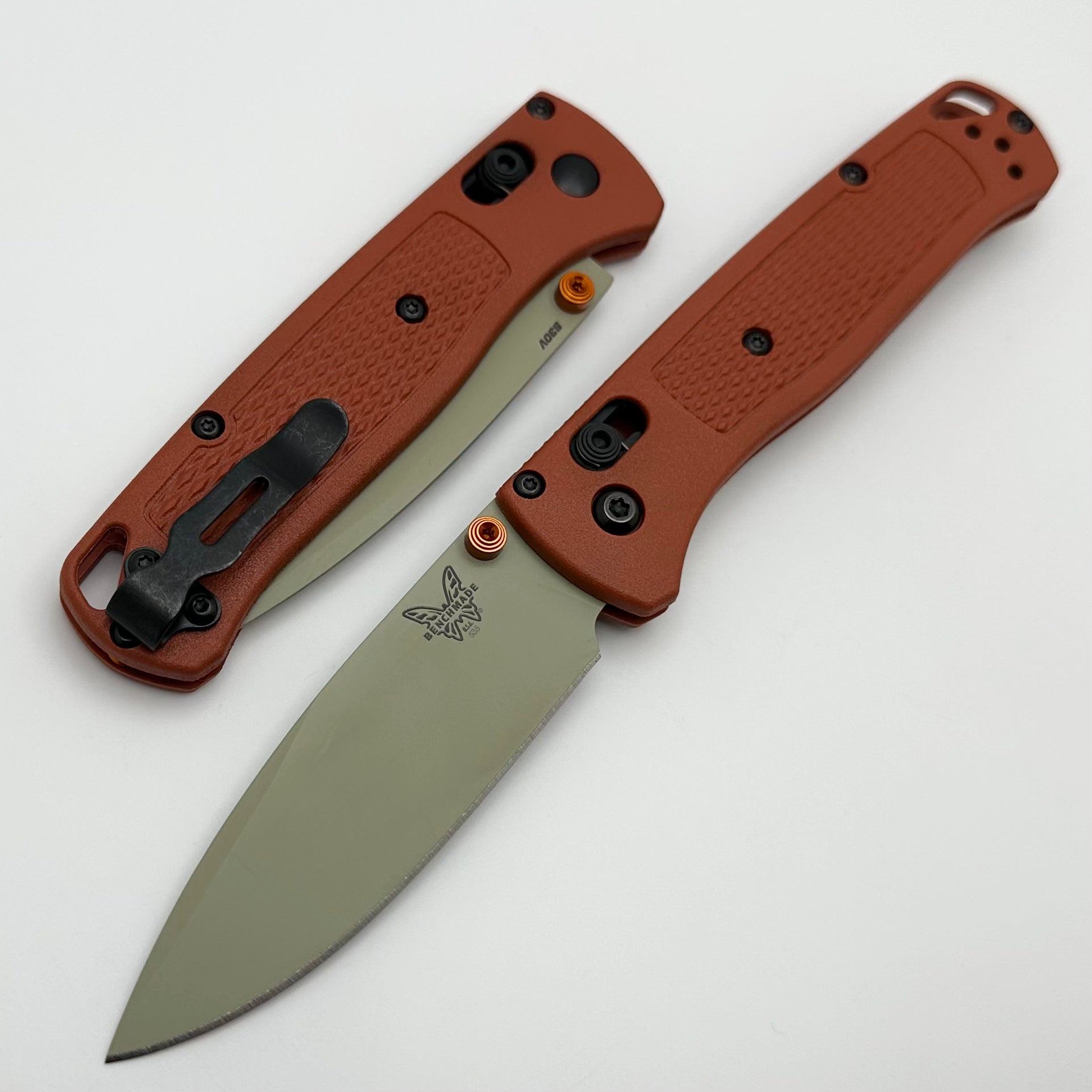 Benchmade Bugout Rust Orange Grivory & Desert Verde Cerakote S30V 535T