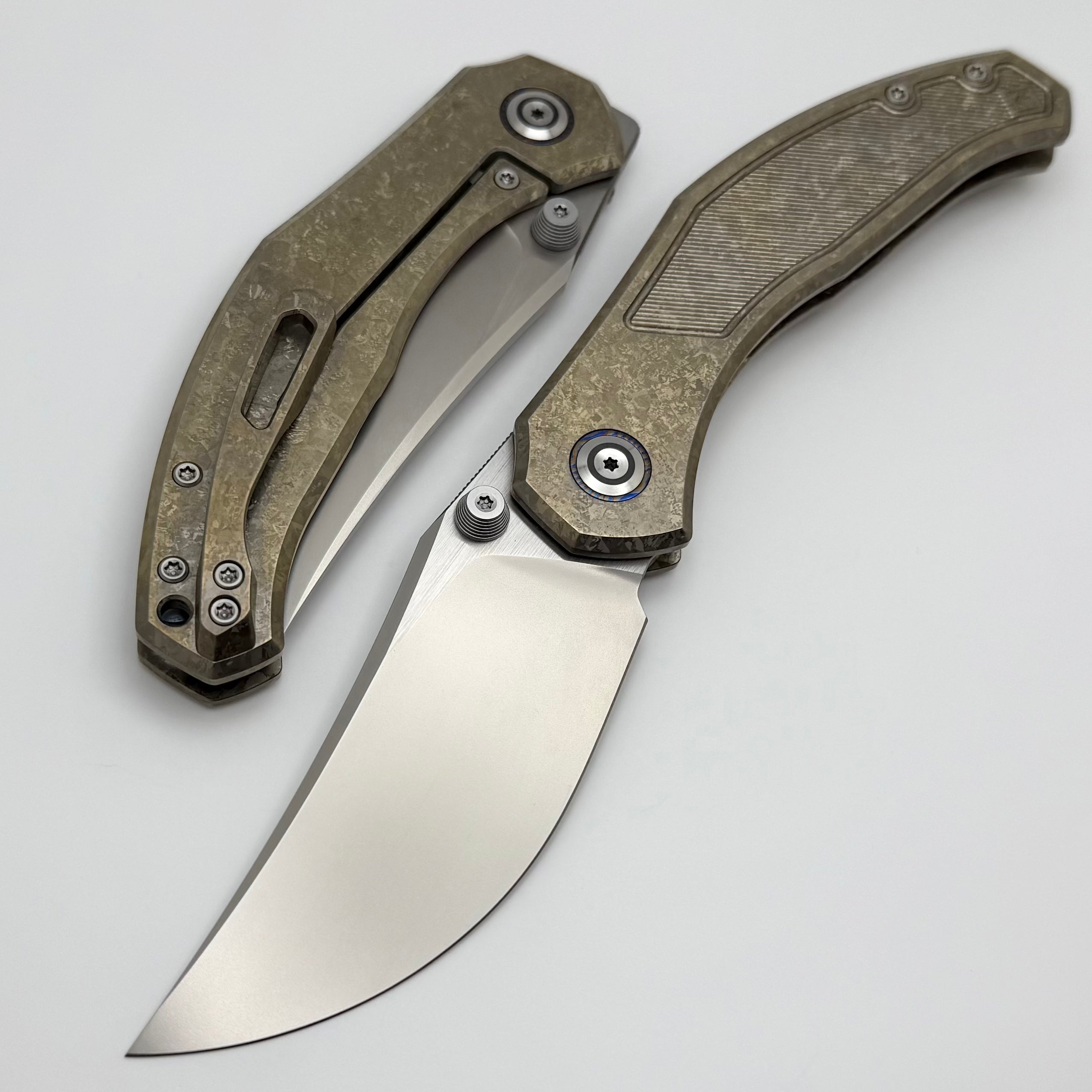 Custom Knife Factory Blava Milled Bronze Crystal Titanium & CKF Wash M