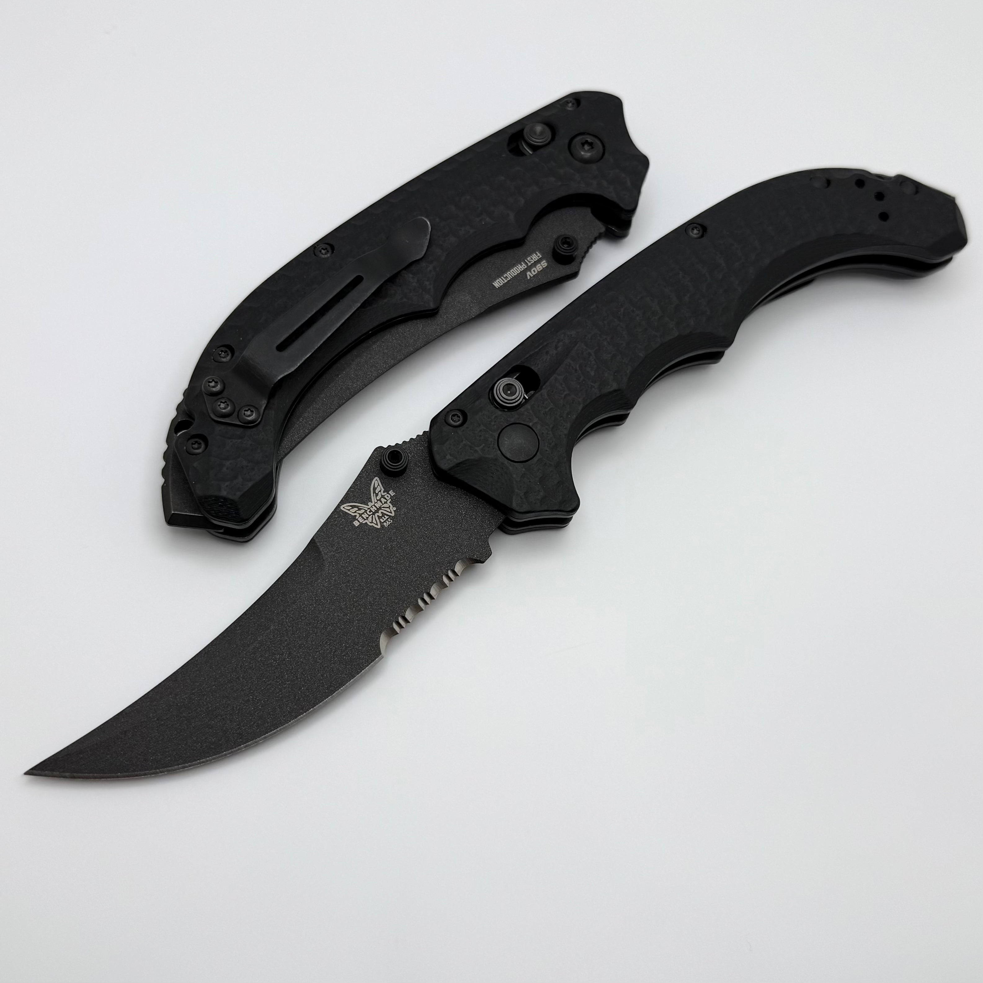 Benchmade Mini Bedlam Black G-10 Handles w/ Serrated CPM-S90V 865SBK