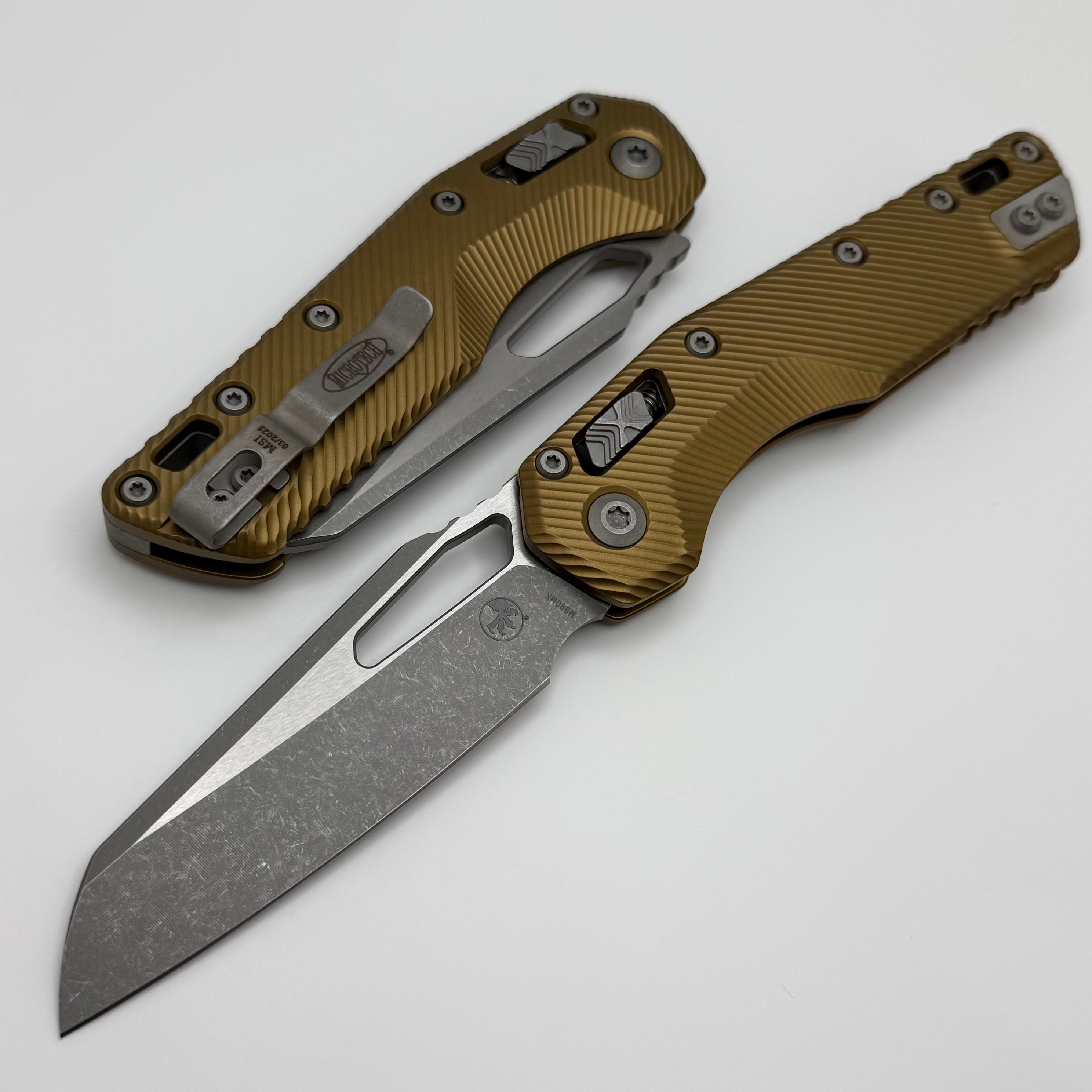 Microtech Knives MSI RAM LOK Tan Fluted Aluminum & Apocalyptic M390MK