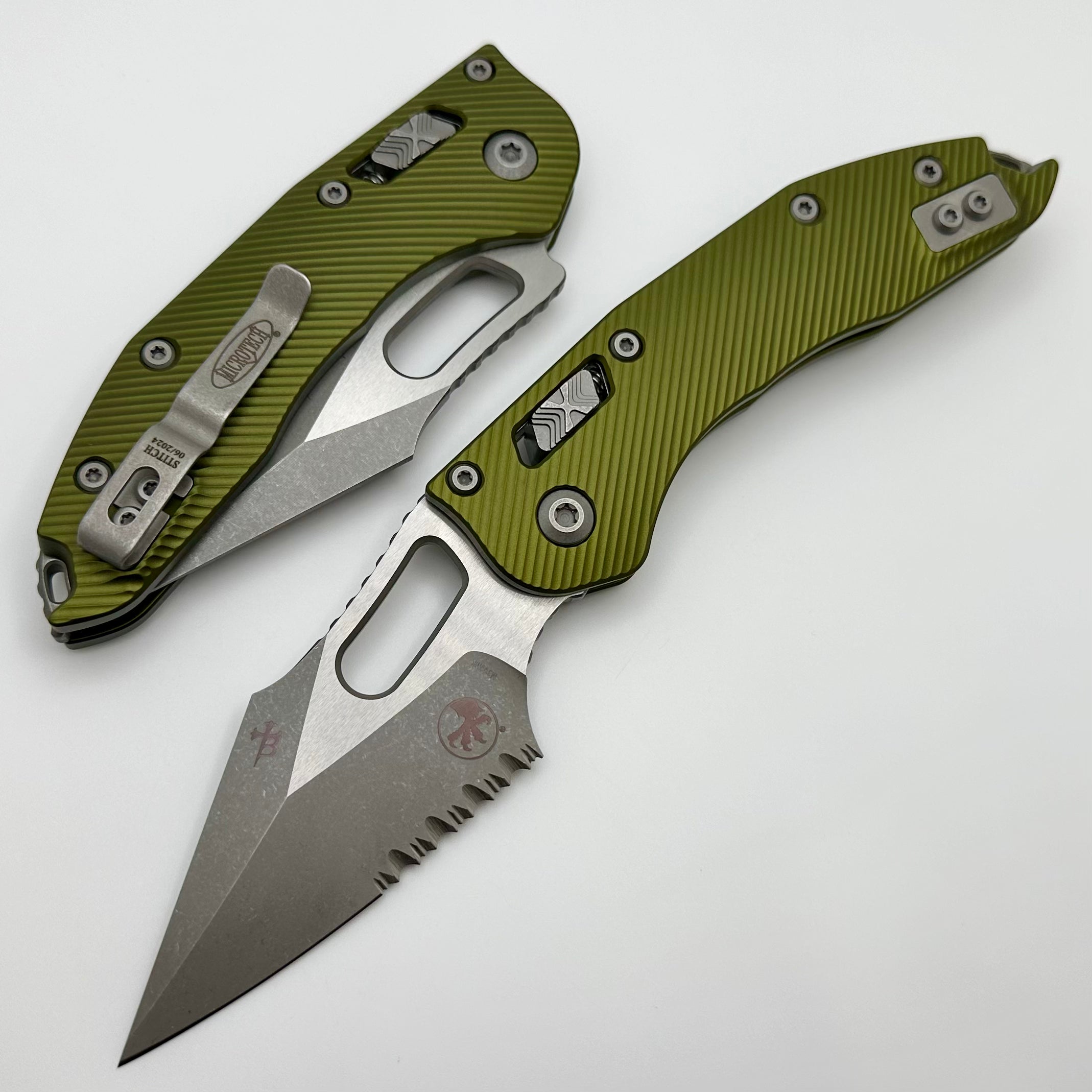 Microtech Knives Manual Stitch RAM LOK Fluted OD Green Aluminum & Part