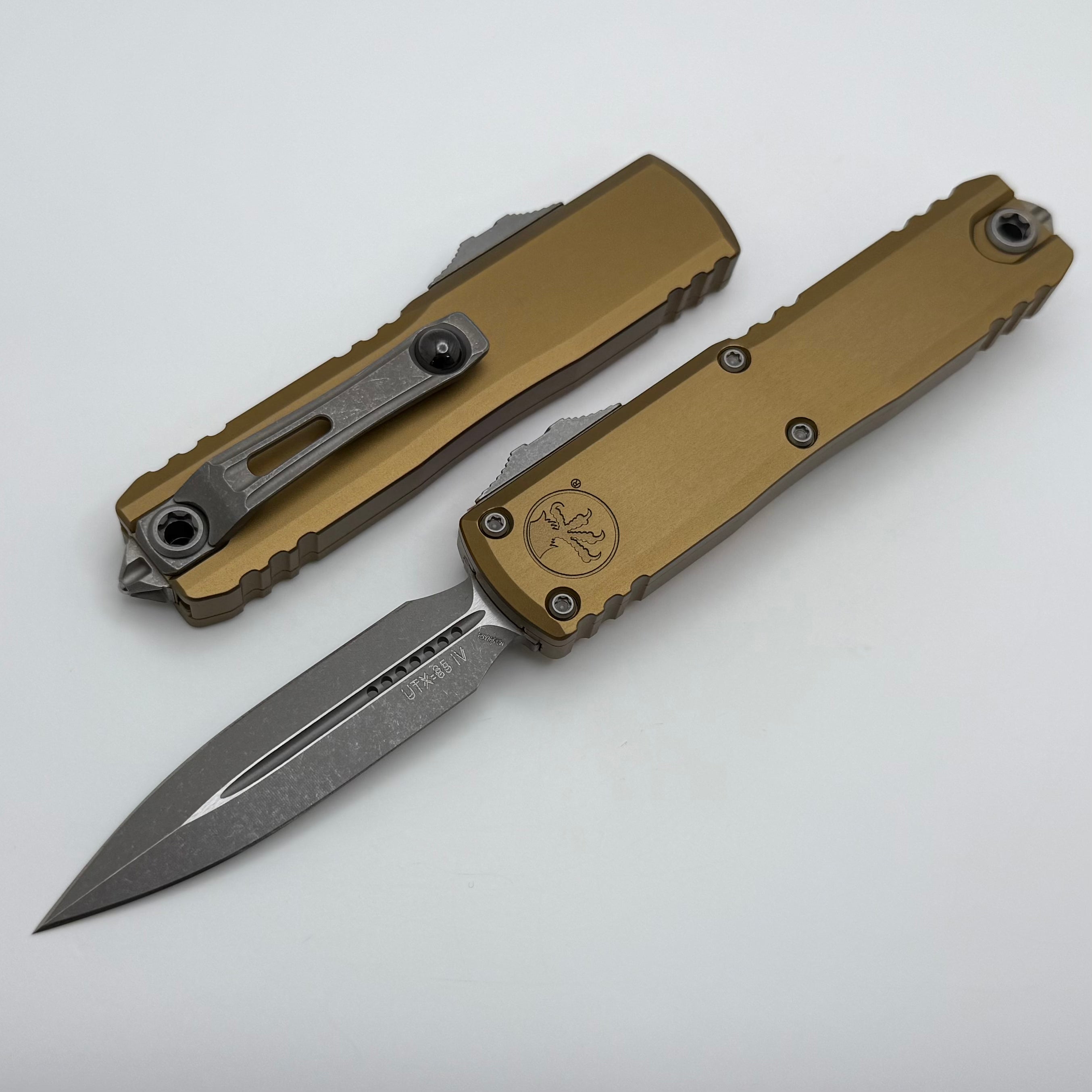 Grenade Blem Microtech UTX-85 Gen IV w/ Tan Handle & Apocalyptic D/E M