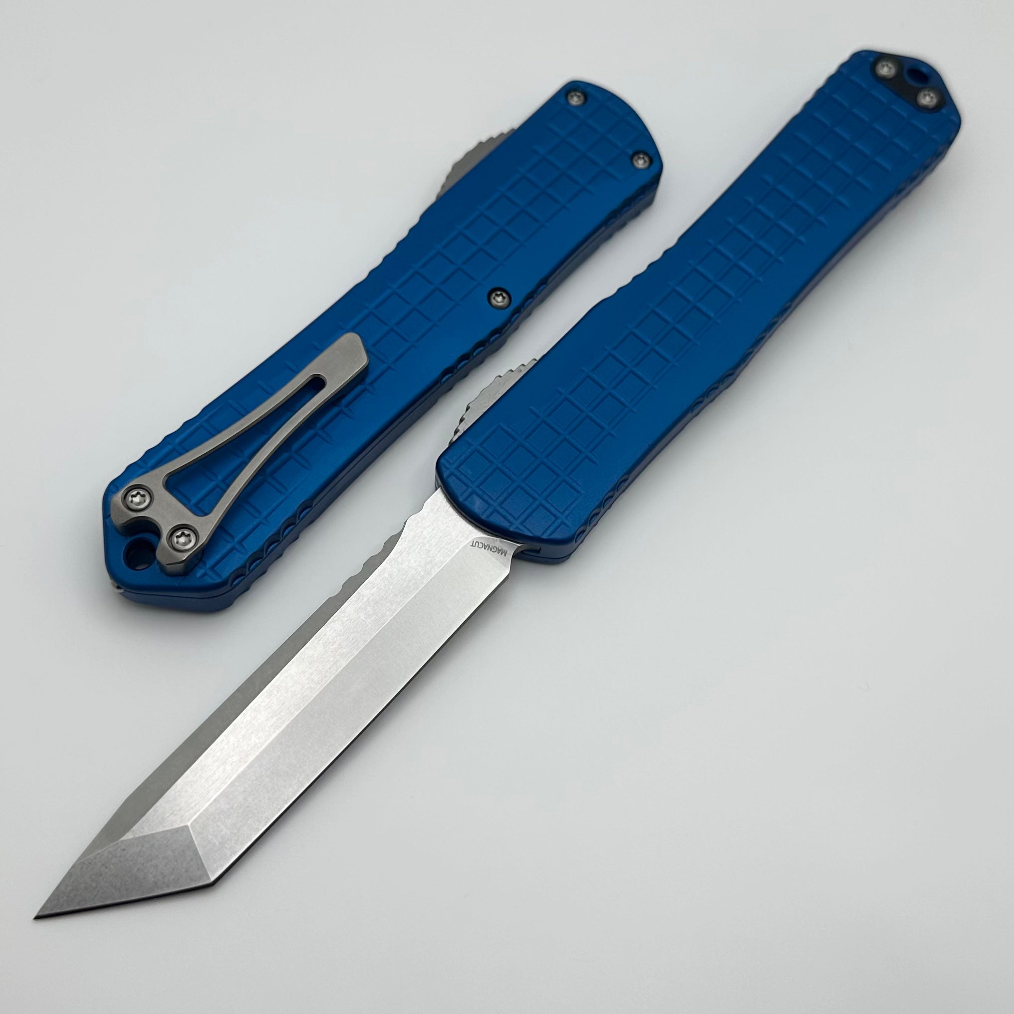 Heretic Knives Manticore X Blue Frag Handle & Stonewash Tanto MagnaCut