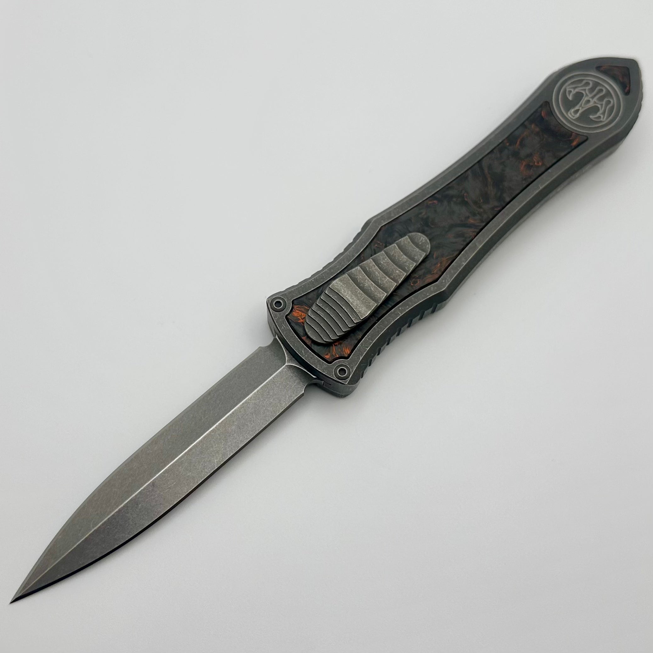 Hawk Designs Model C Deadlock Titanium w/ Orange Carbon Fiber & Stonew