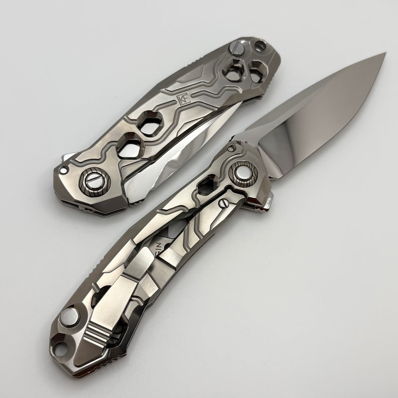 Custom Knife Factory T25 Polished Milled Titanium Handles w/ Mirror M3