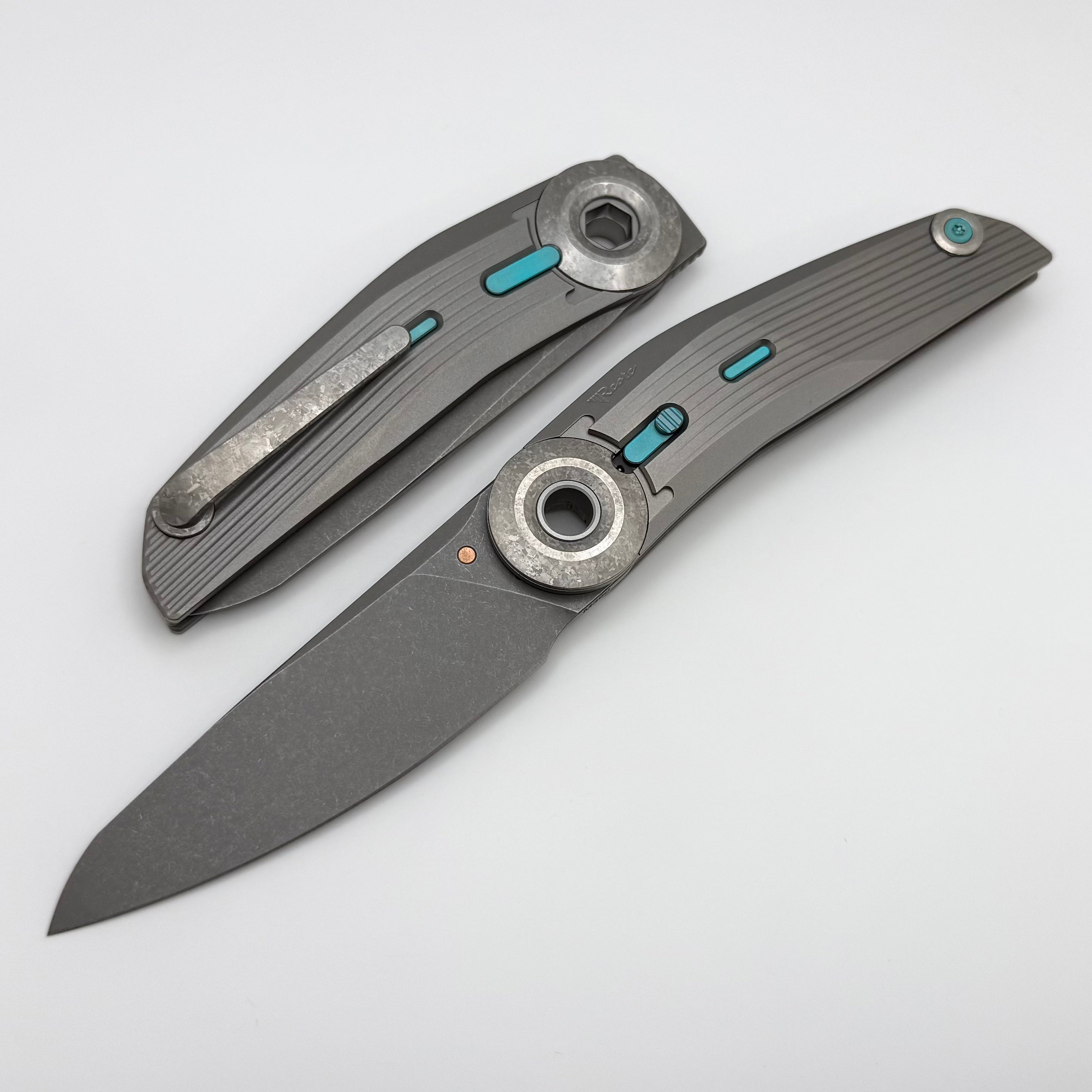 Reate Knives VK-TRON Bead Blast Titanium Handles w/ Crystal Titanium
