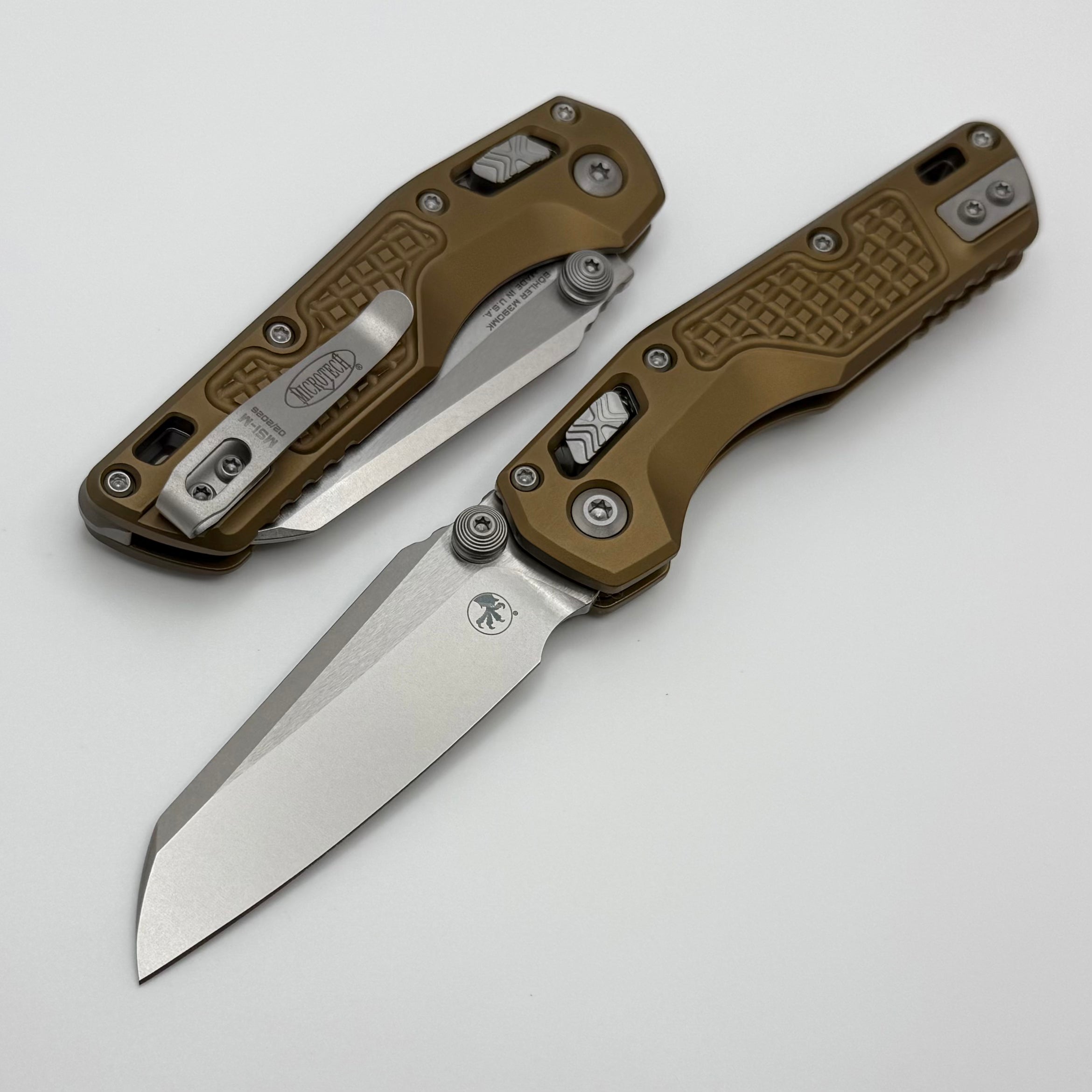 Microtech MSI RAM LOK Mini Tan Frag Aluminum Handles w/ Stonewash M390