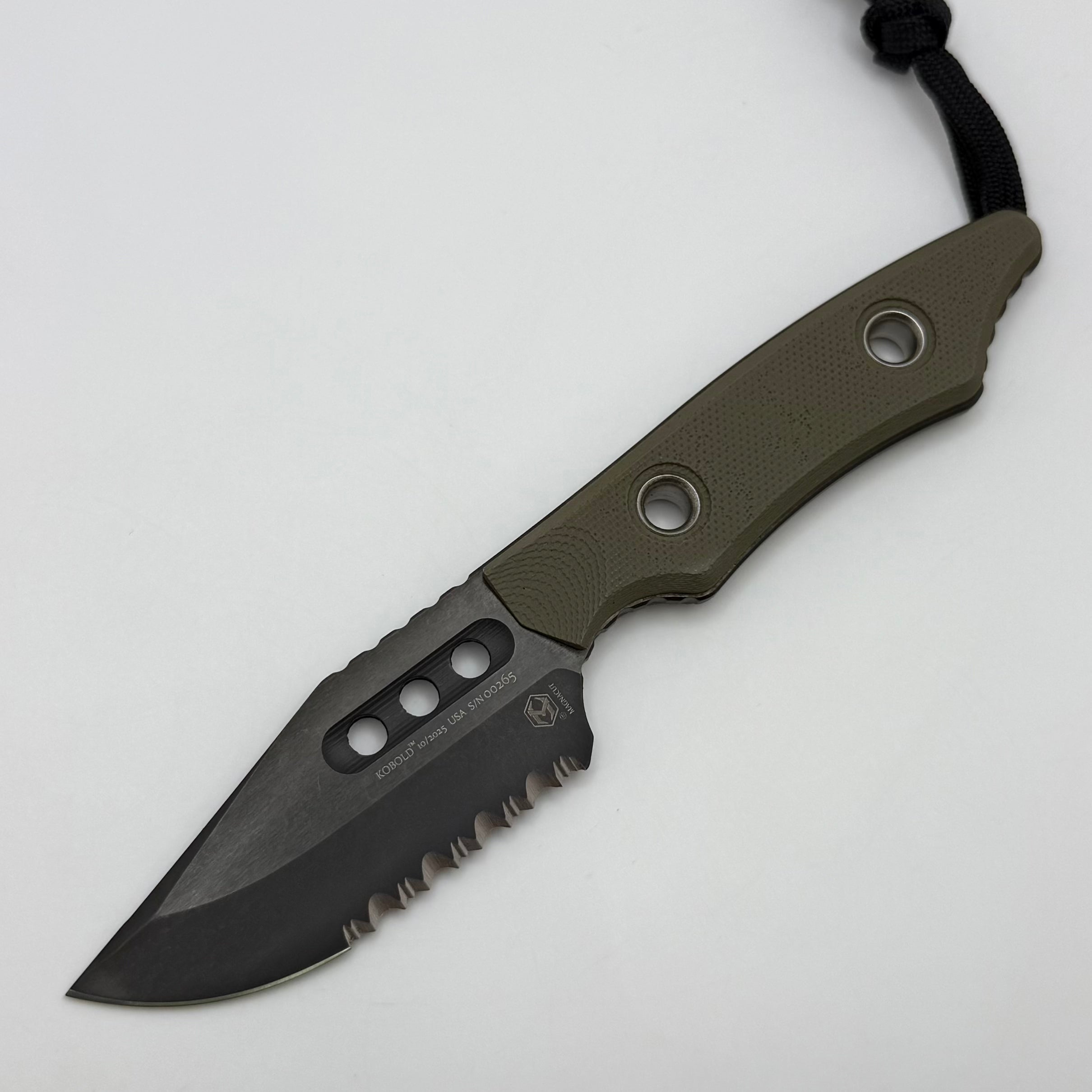 Heretic Kobold OD Green G-10 Handles w/ Serrated DLC Bowie MagnaCut Fi