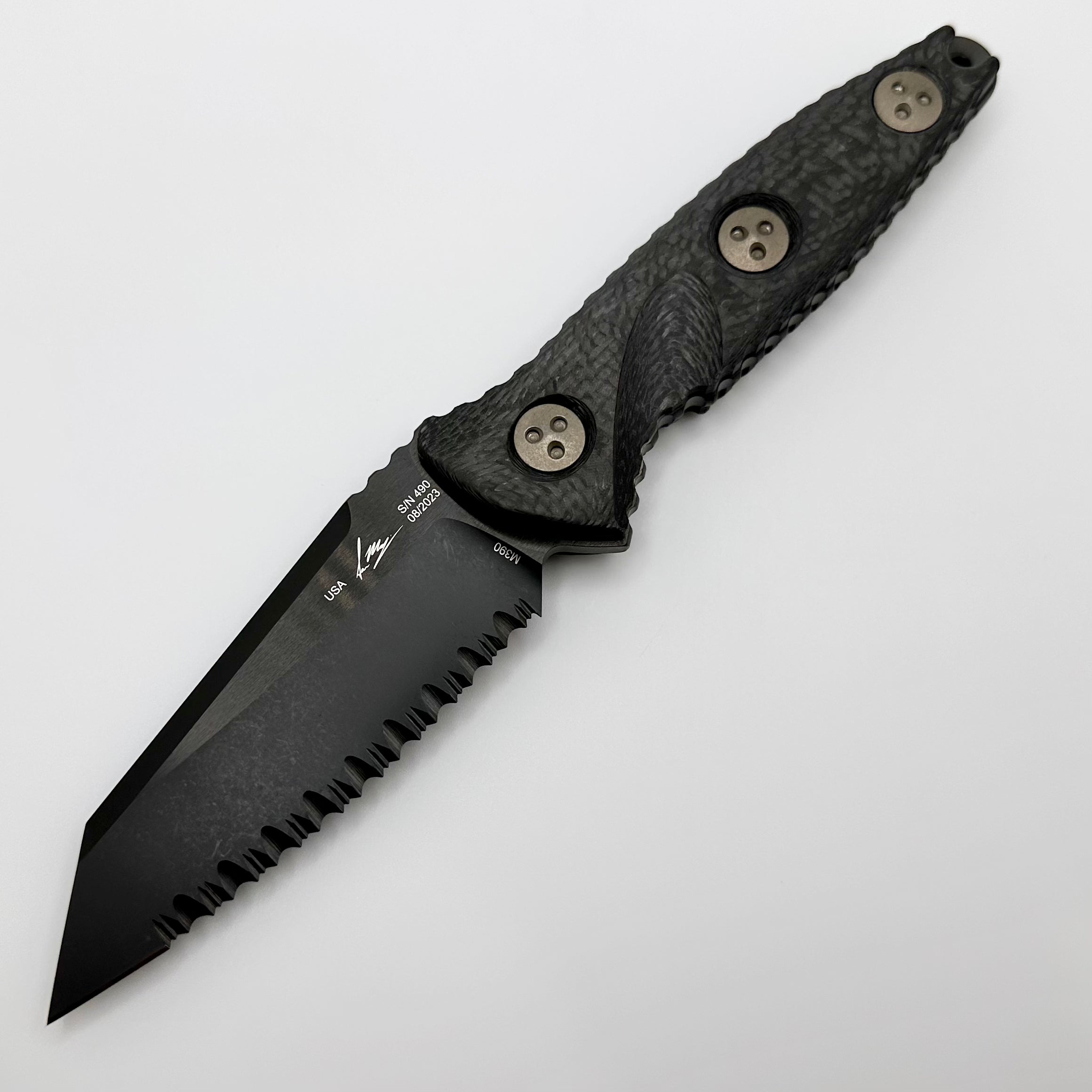 Microtech Socom Alpha Mini Warcom Full Serrated DLC & Carbon Fiber 93M