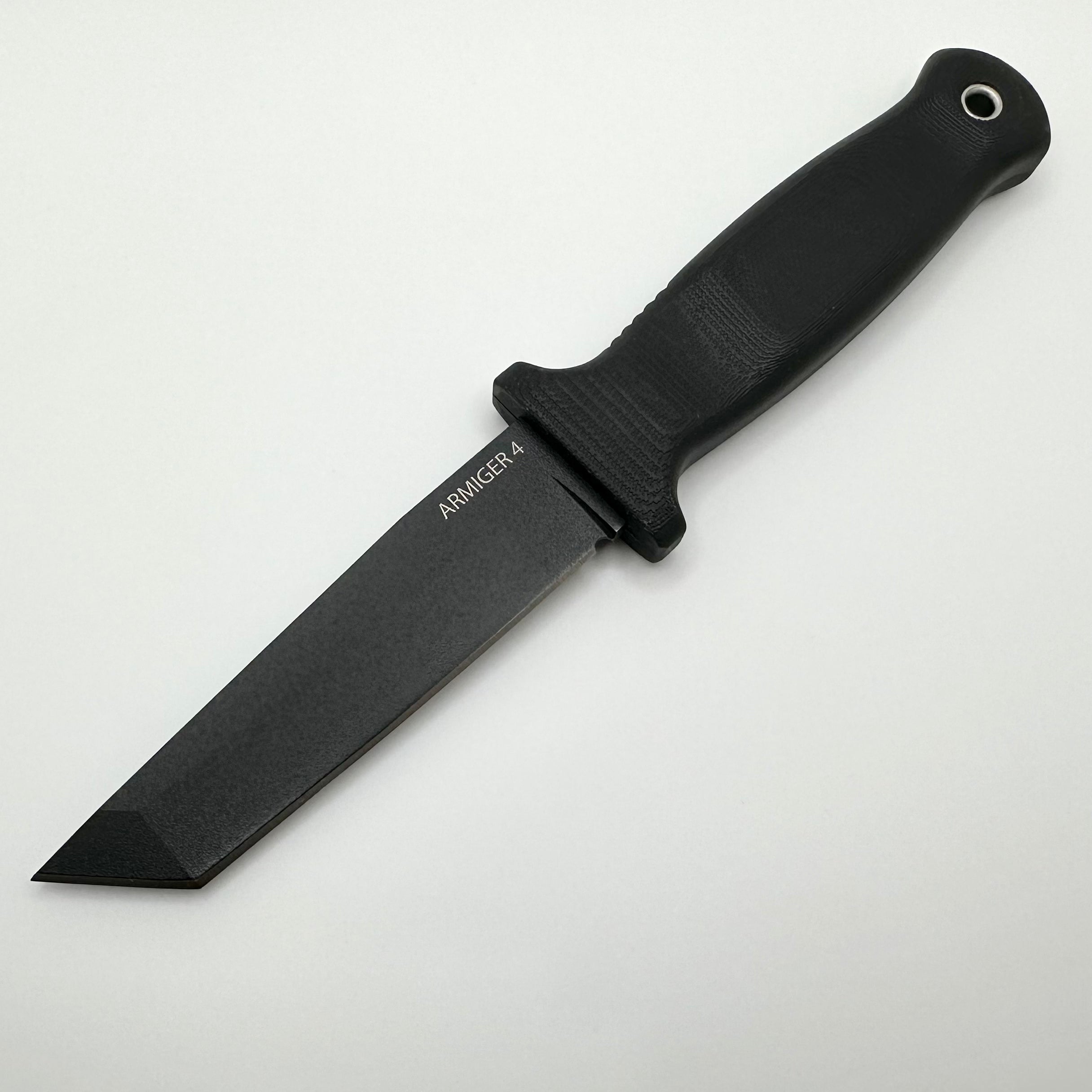 Demko Knives Armiger 4 Fixed Blade Black Tanto 80CrV2 & Black TPR Hand