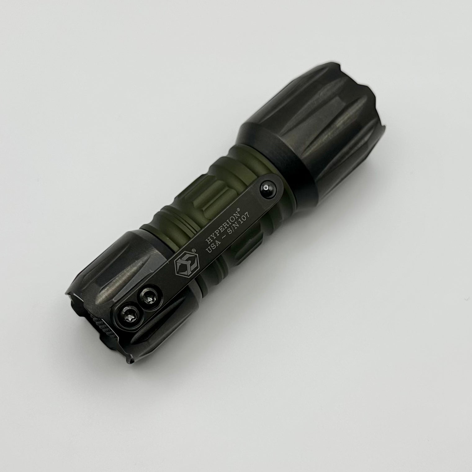Heretic Knives Hyperion Flashlight DLC Titanium Ends/Pocket Clip w/ OD
