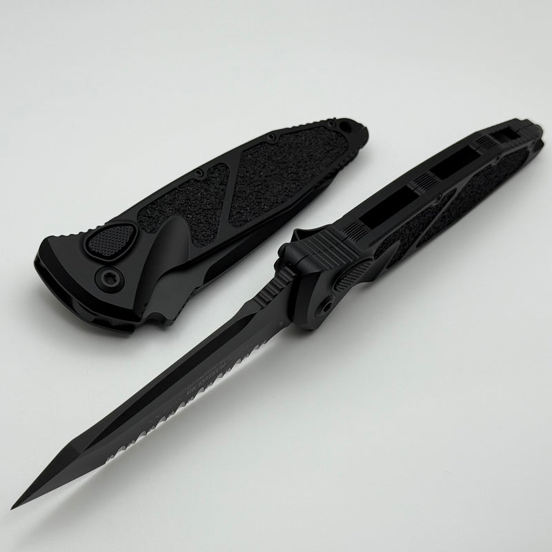 Microtech Socom Elite Blackout Tanto Edge Full Serrated Auto Black Tac