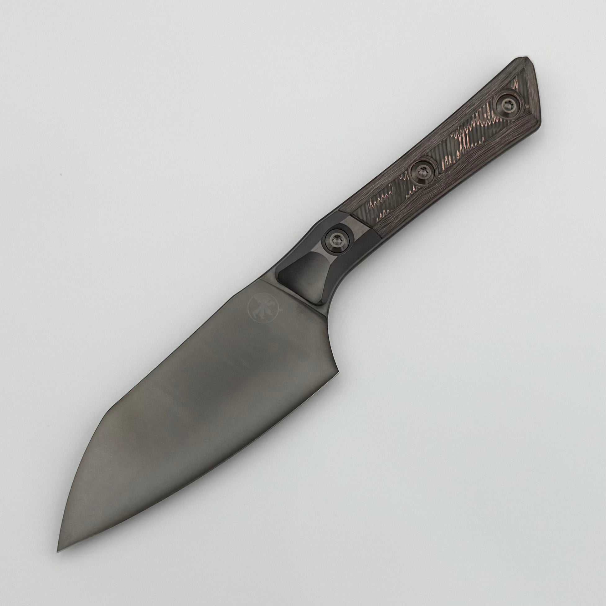 Microtech Santoku 4.2" Live Wire Carbon Fiber/DLC Titanium Bolster Han