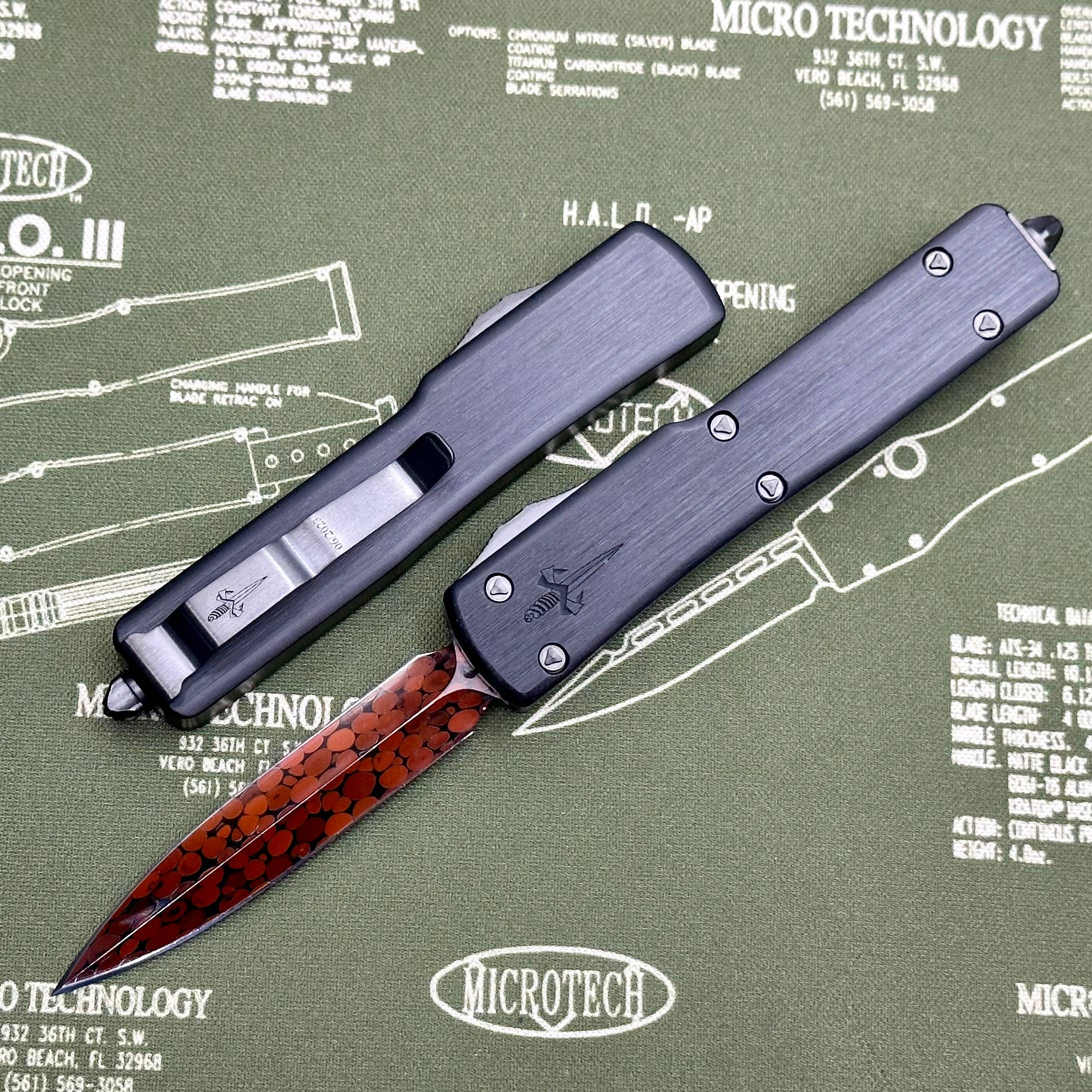 Marfione Custom Knives UTX-70 Hot Blued Dragonskin Bertie Riveld Damas