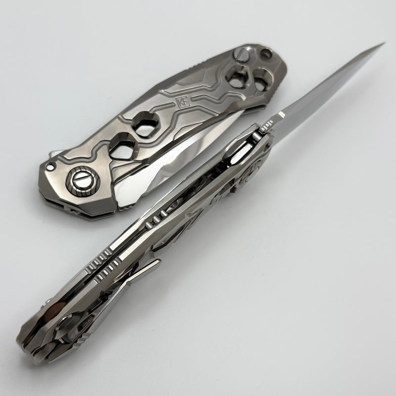 Custom Knife Factory T25 Polished Milled Titanium Handles w/ Mirror M3