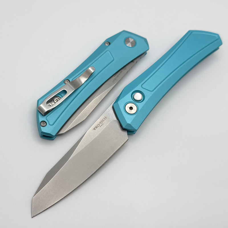 Pro-Tech Oligarch Tiffany Blue Aluminum Handle w/ Stonewash MagnaCut D