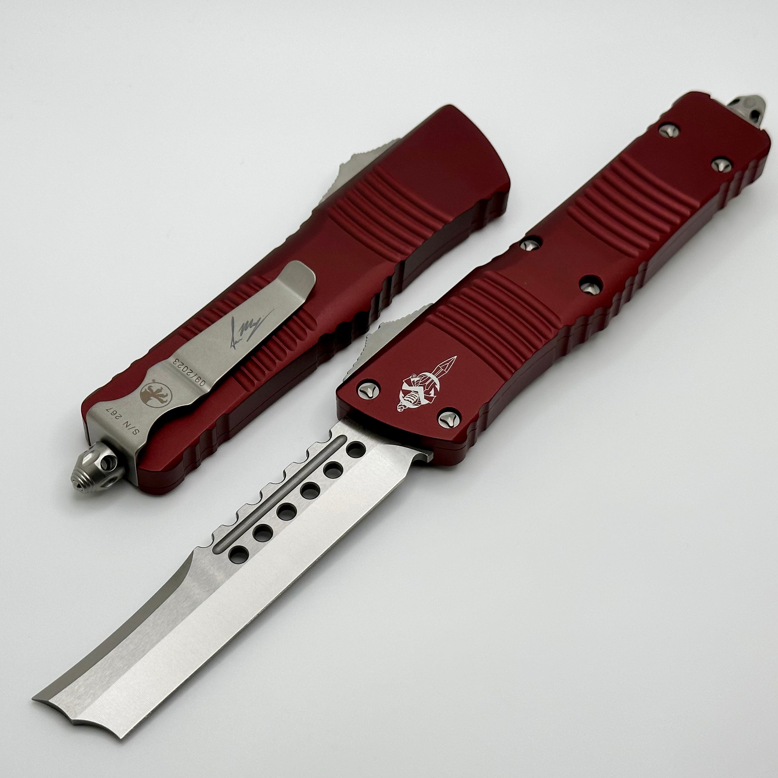 Microtech Combat Troodon Hellhound Razor Stonewash Standard & Merlot S