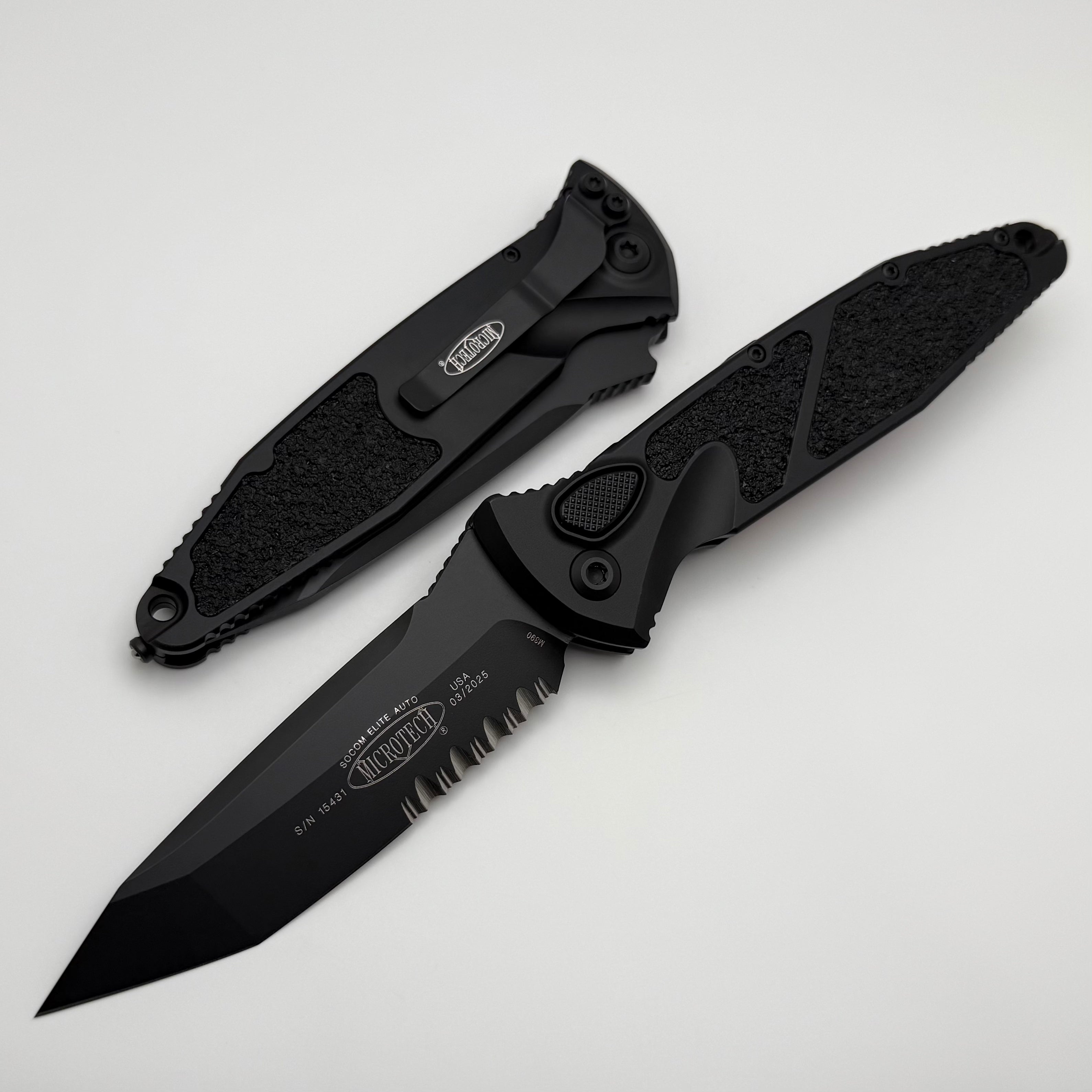 Microtech Socom Elite Blackout Tanto Edge Part Serrated Auto Black Tac