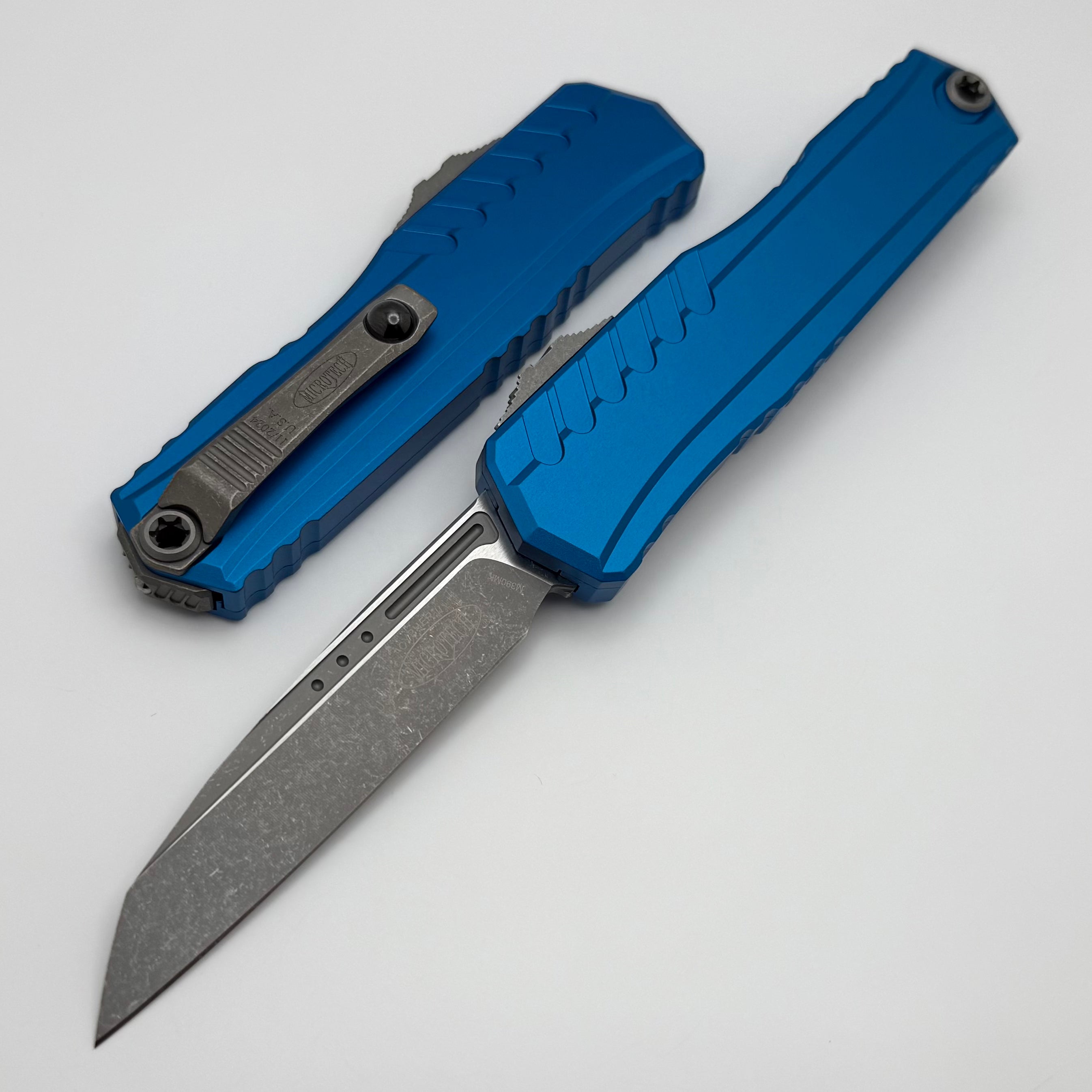 Microtech Cypher II S/E Apocalyptic Standard & Blue Handle 1241-10APBL
