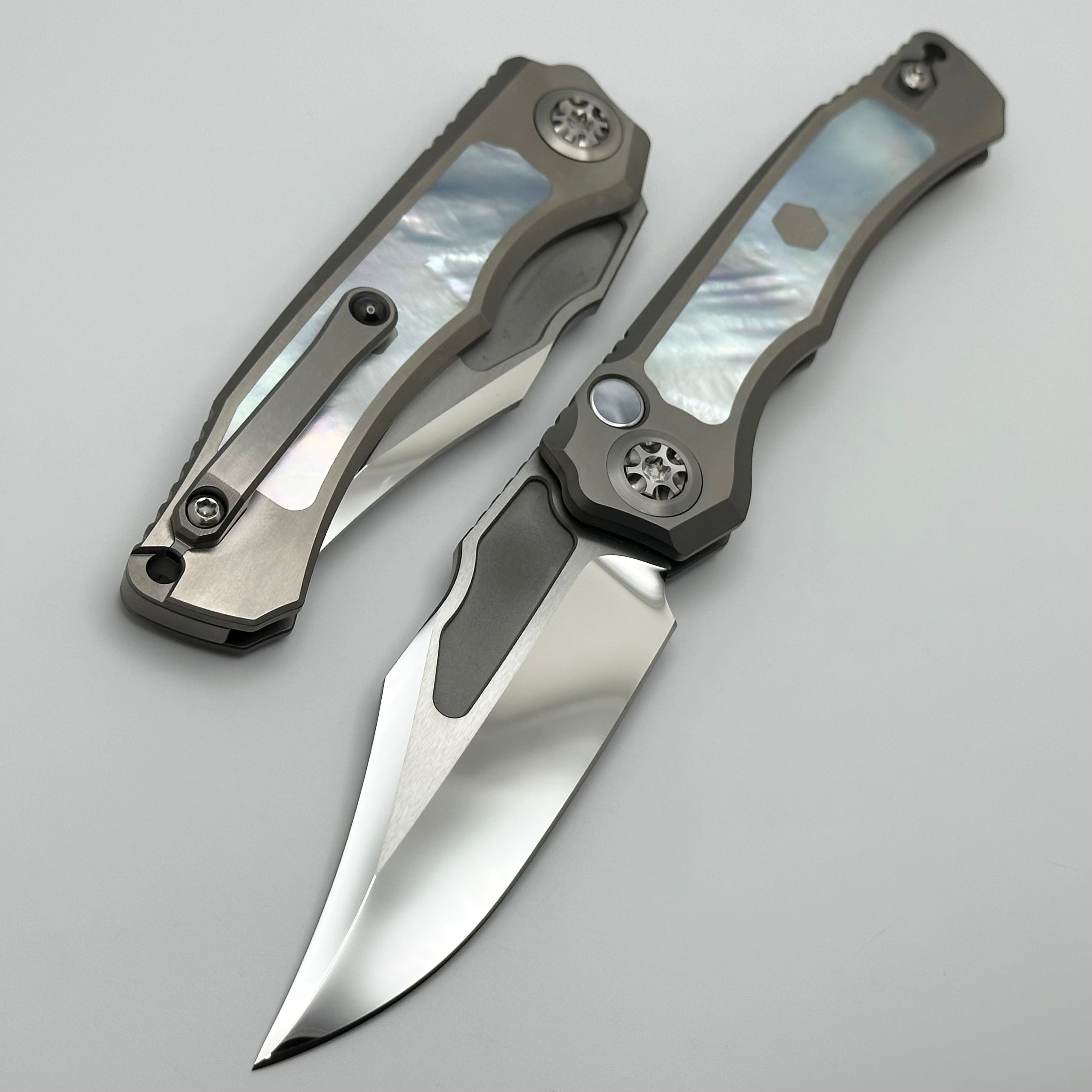 Heretic Knives Custom Wraith Auto V4 w/ Mother of Pearl Inlays & Hand