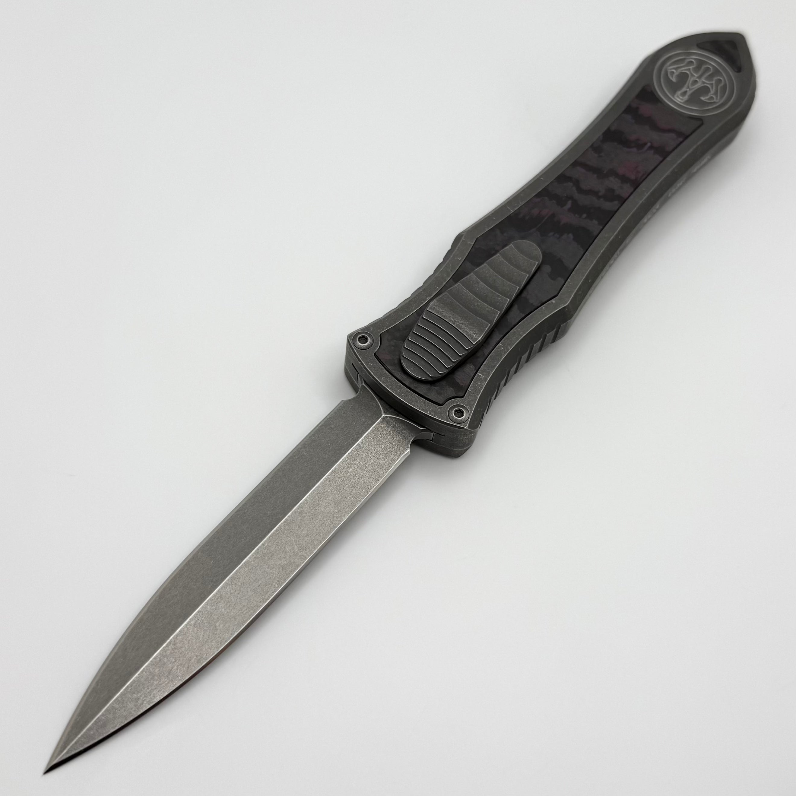 Hawk Designs Model C Deadlock Stonewash Titanium w/ Purple Haze Carbon