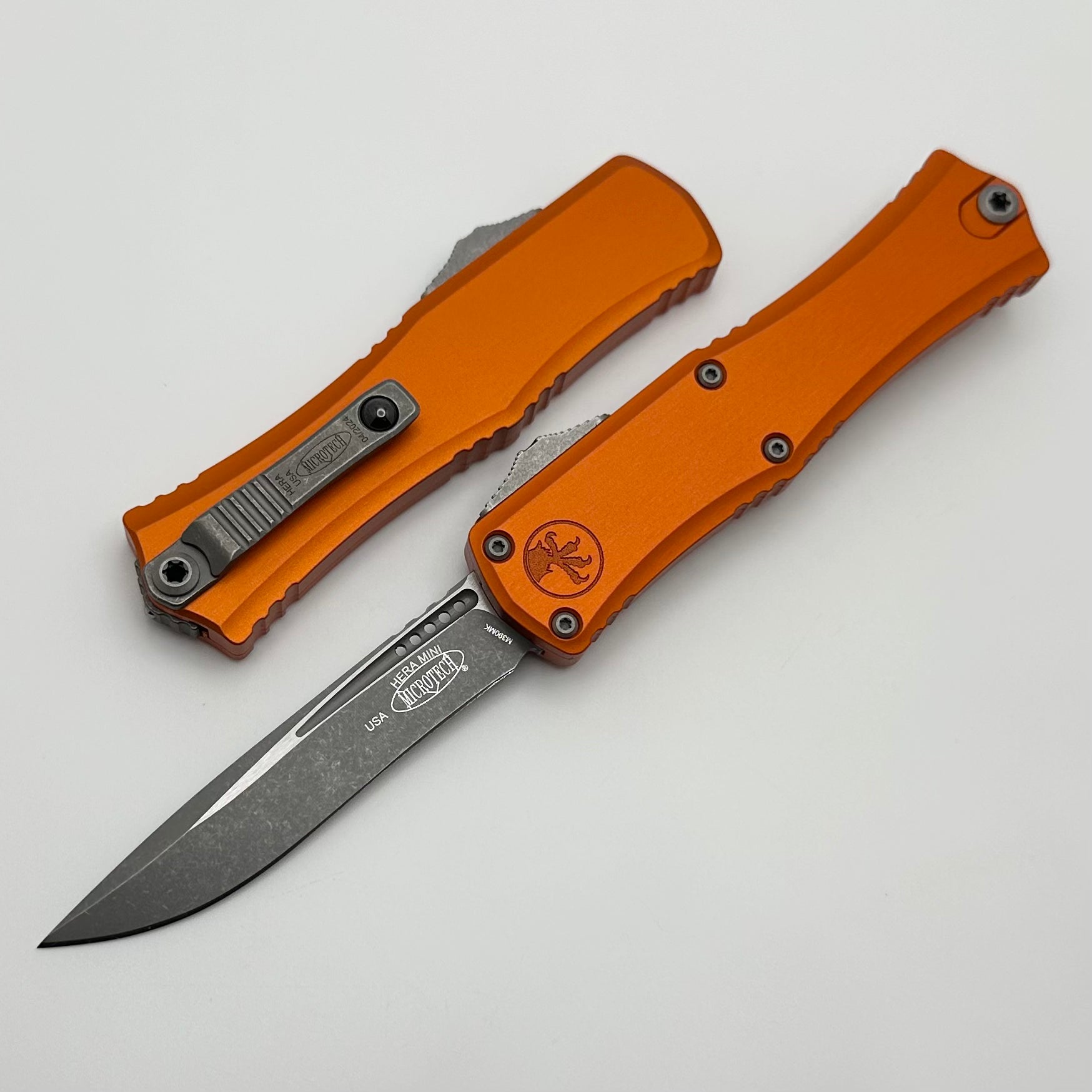 Microtech Knives Mini Hera Apocalyptic Recurve M390MK w/ Orange Handle