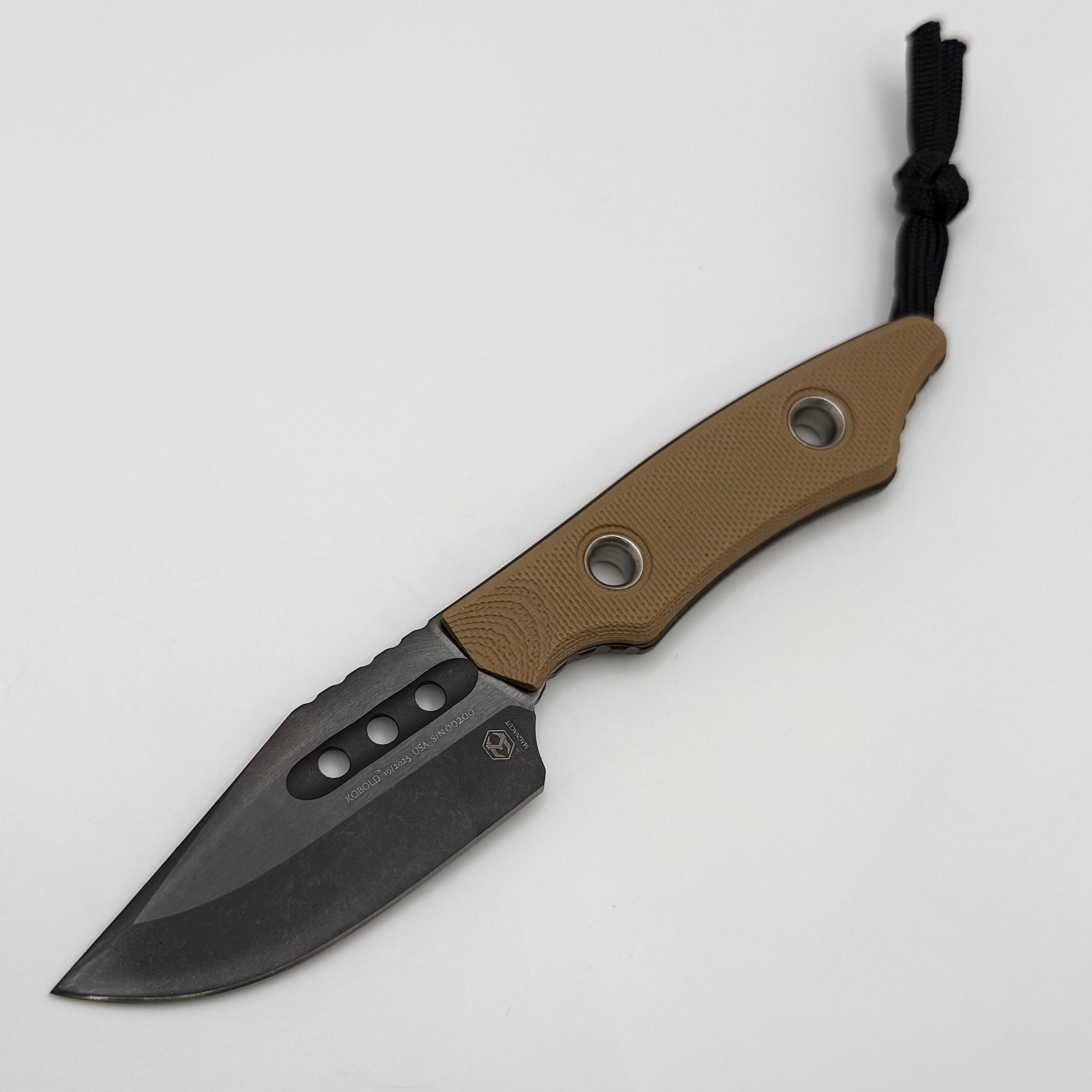 Heretic Kobold FDE G-10 Handles w/ DLC Bowie MagnaCut Fixed Blade H065