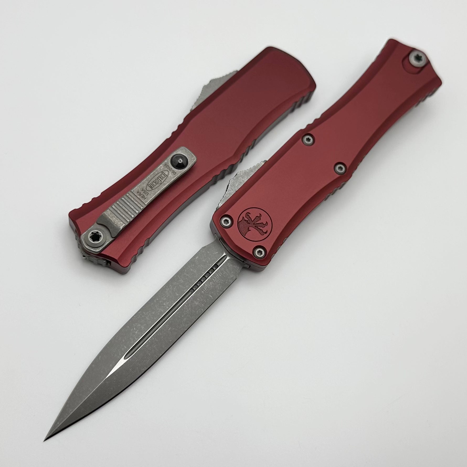 Microtech Knives Mini Hera Apocalyptic Double Edge M390MK w/ Merlot Ha