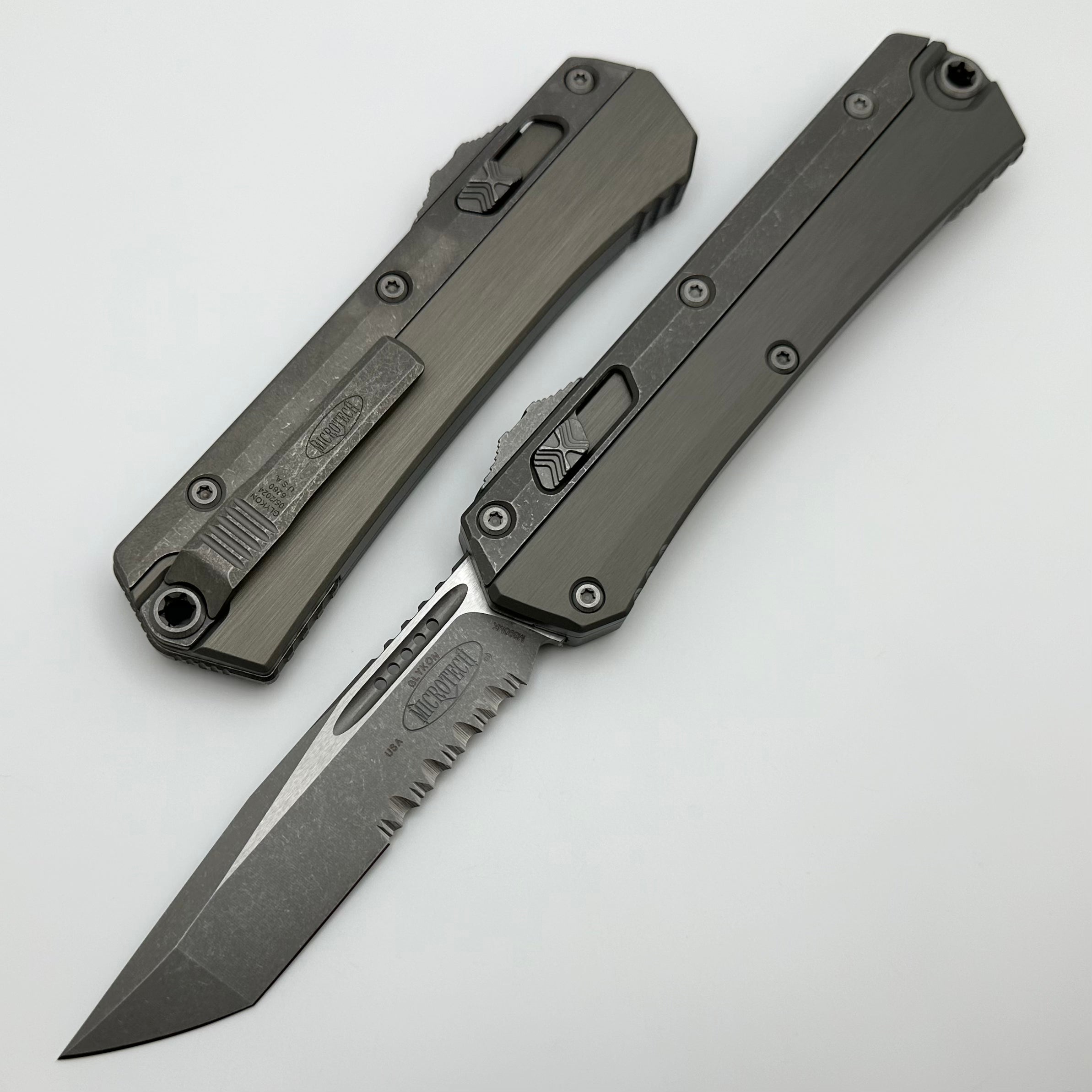 Microtech Glykon Apocalyptic Natural Clear Standard Tanto Partial Serr