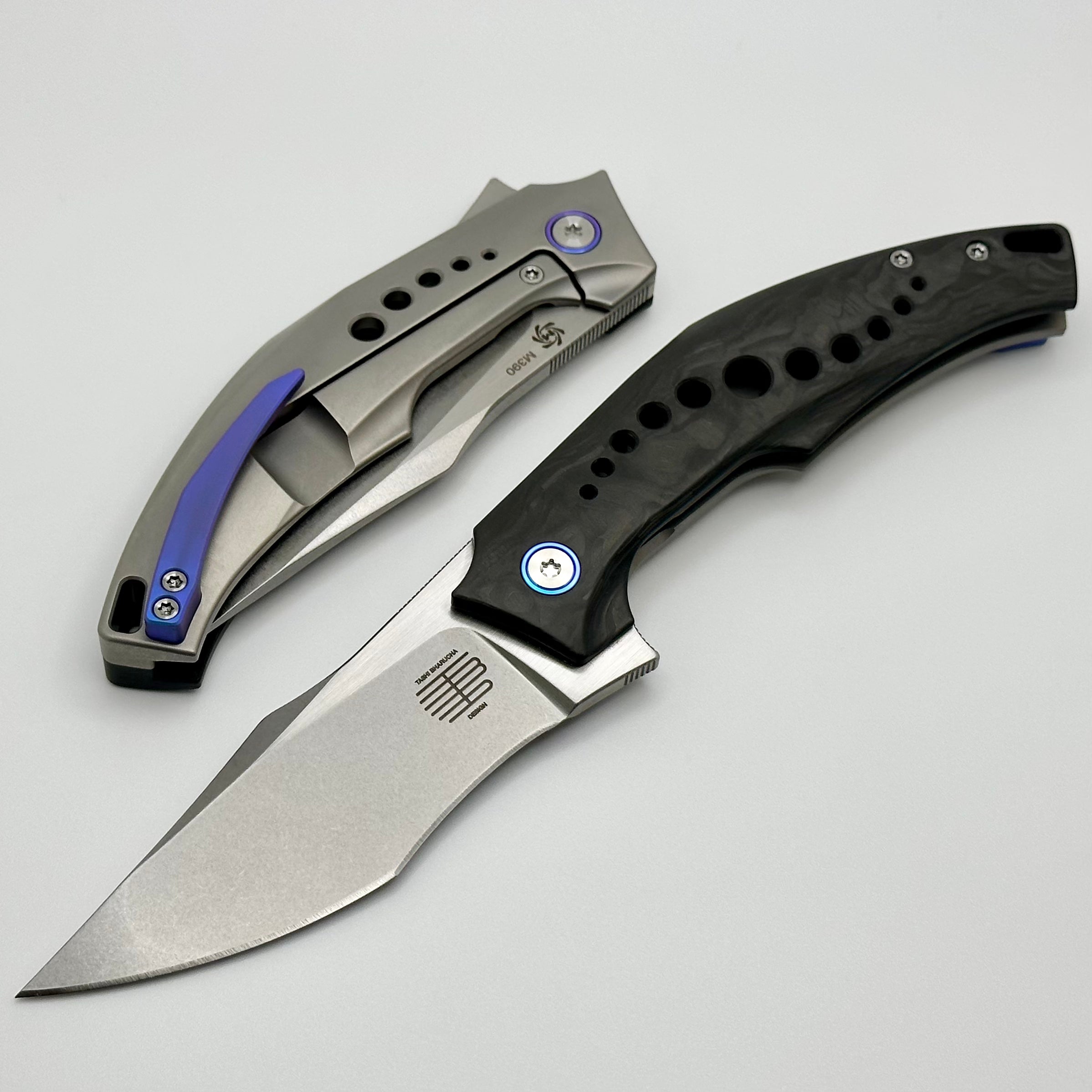 Mechforce Knives Tashi SOS Folder Stonewash M390 & Carbon Fiber/Titani
