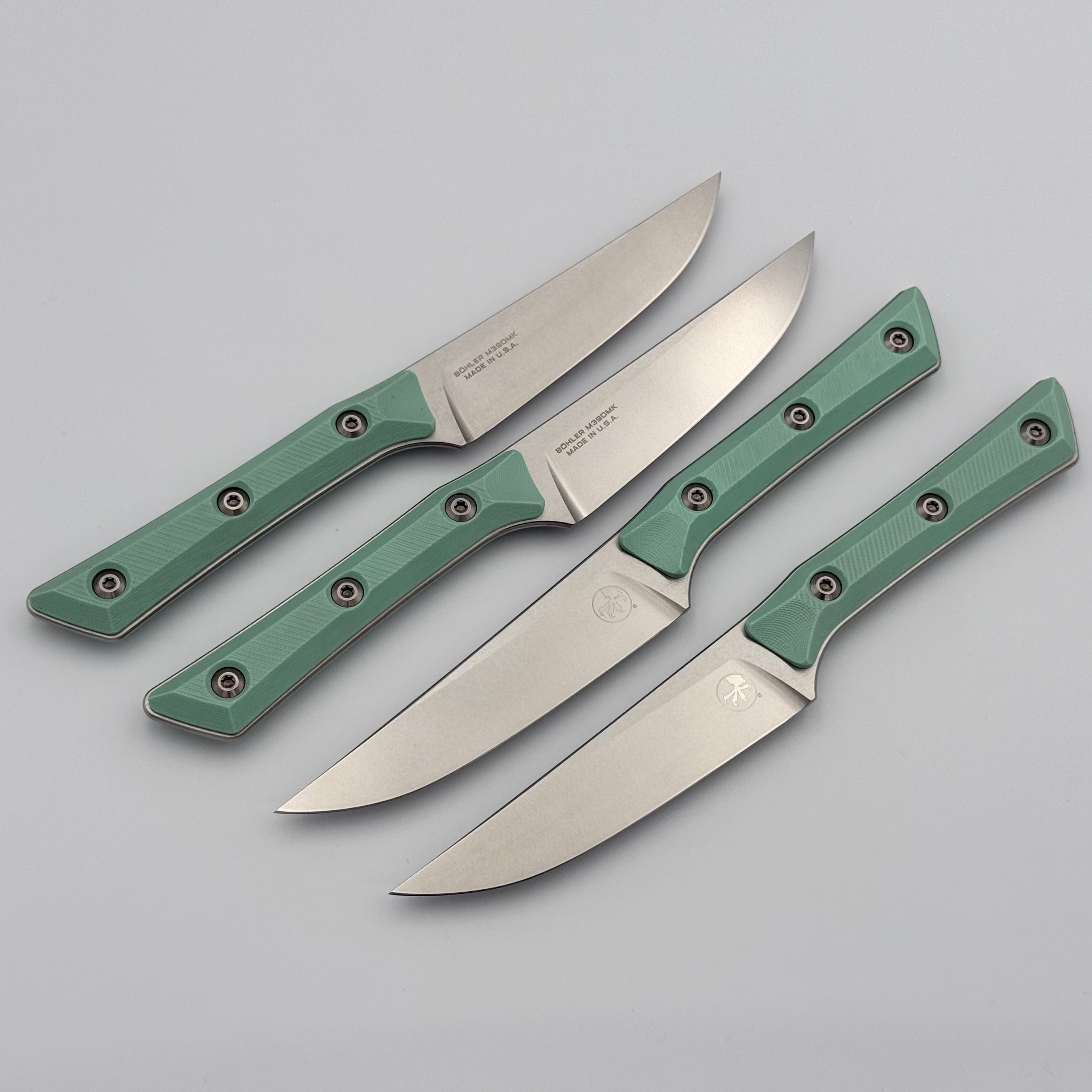 Microtech Steak 4 Piece Set Caribbean Blue G-10 Handle w/ Stonewash M3