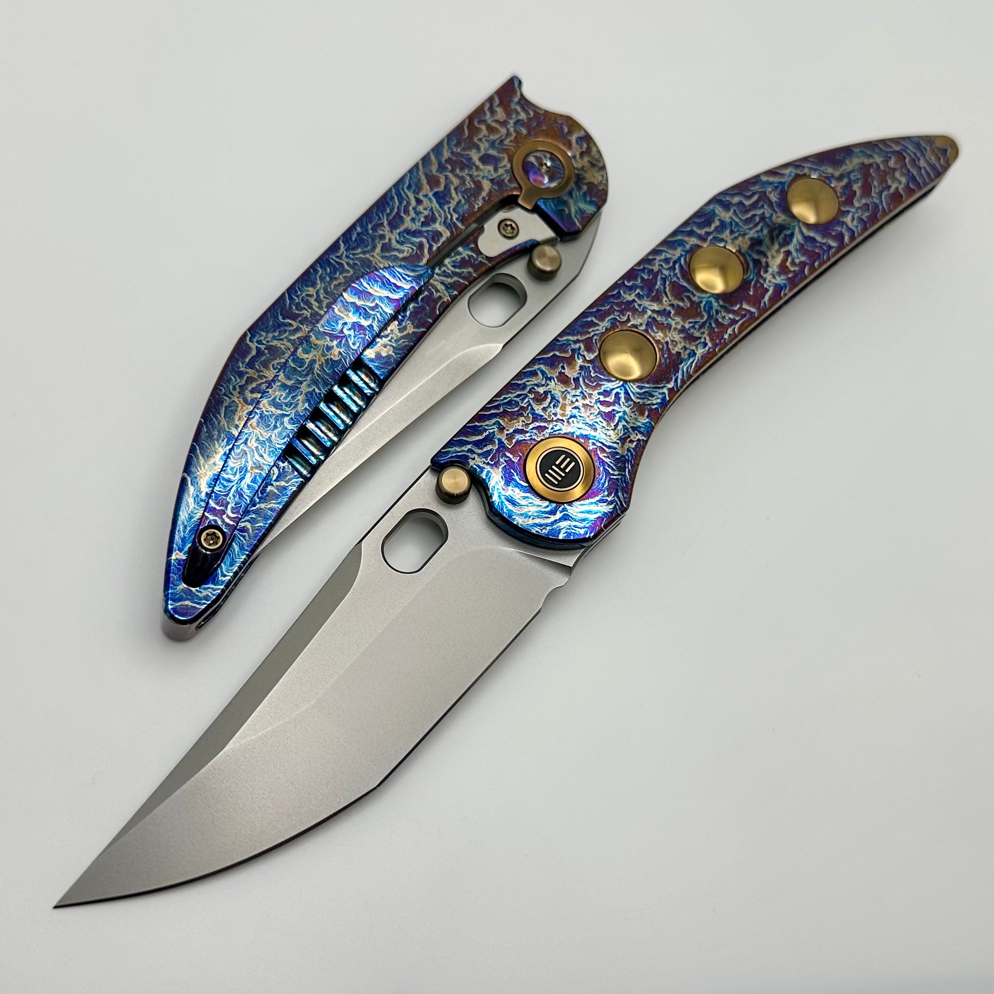 We Knife Attor Flamed Titanium Integral Handle w/ Polished Bead Blaste