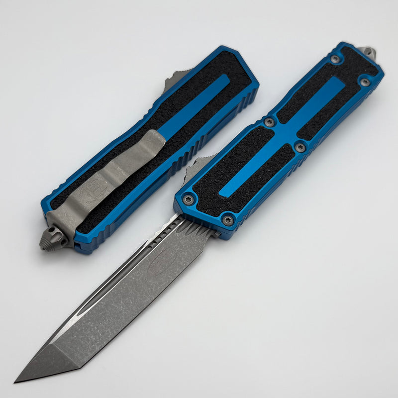 Microtech Scarab 2 Gen 3 Apocalyptic Spine Fluted Tanto w/ Blue Handle