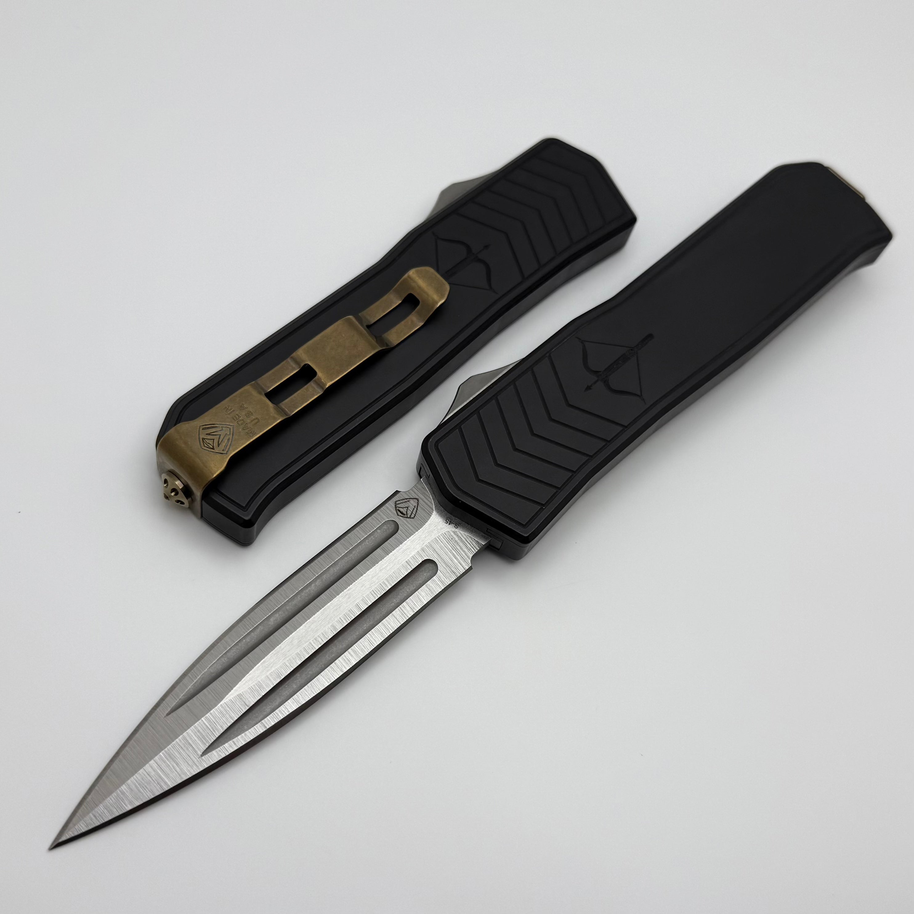 Medford Knife Merc-1 OTF Dagger S45 Tumbled D/E & Black Aluminum w/ Br