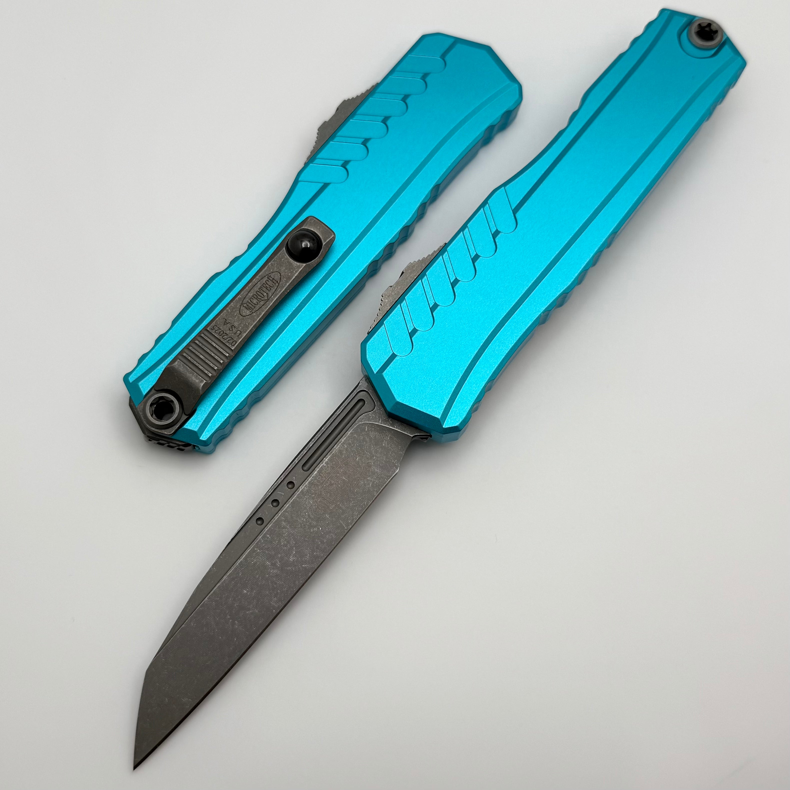 Microtech Cypher II S/E Apocalyptic Standard & Turquoise Handle 1241-1