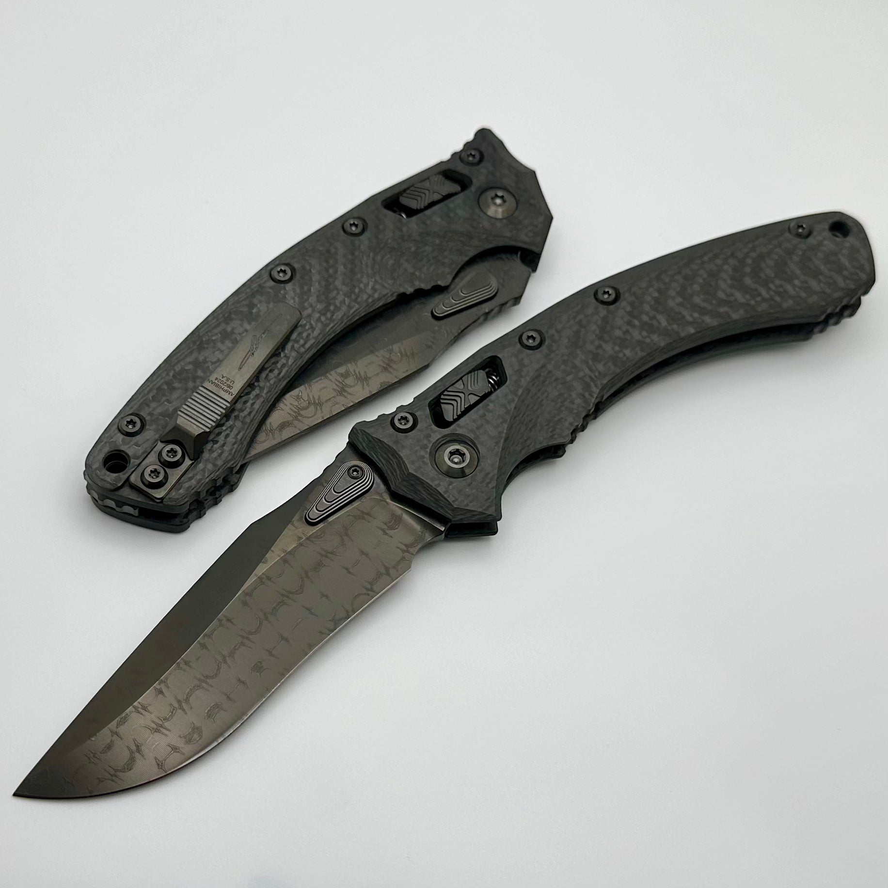 Microtech Knives Amphibian RAM-LOK Vegas Forge DLC Razor Wire Damascus