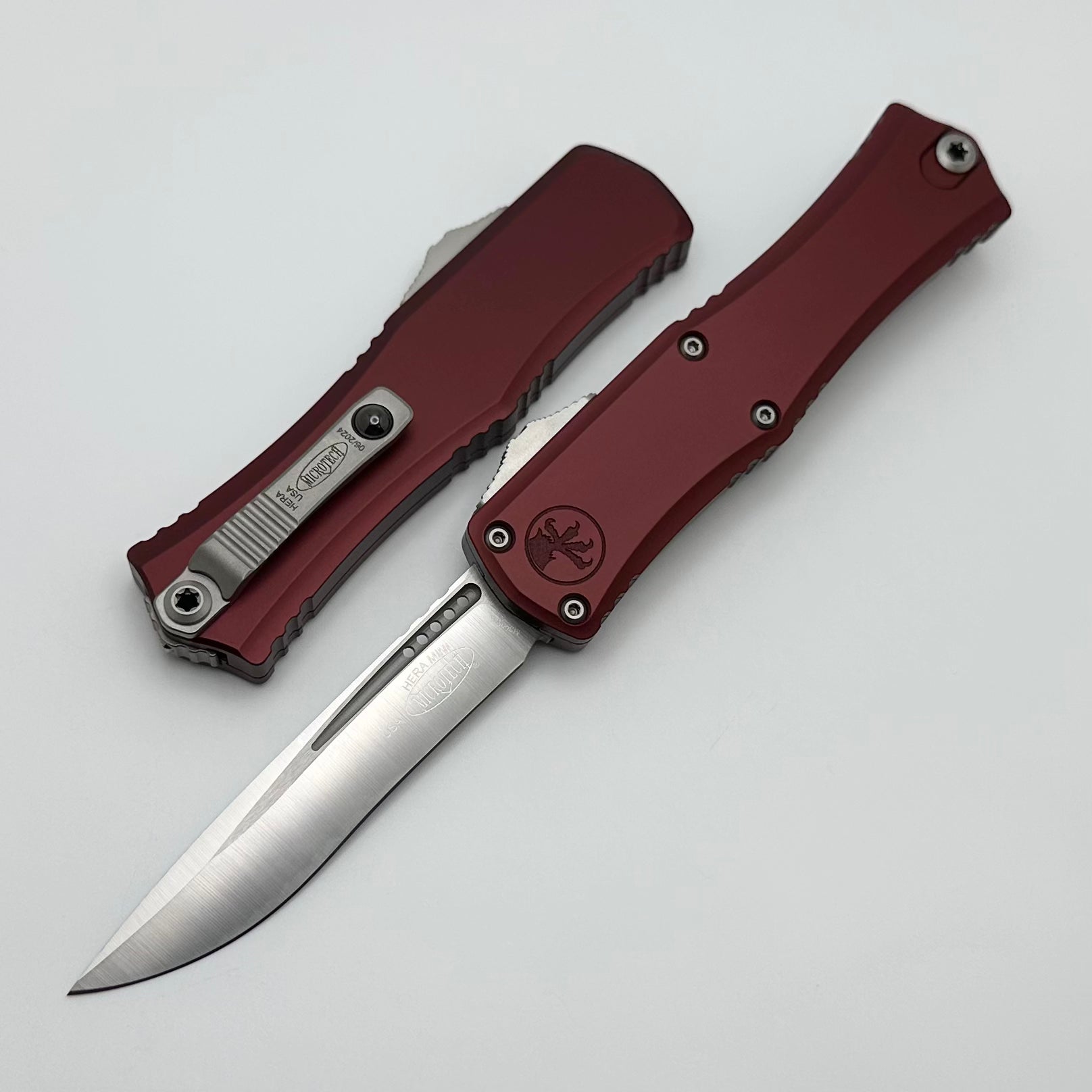 Microtech Knives Mini Hera Satin Recurve M390MK w/ Merlot Handle 1705M