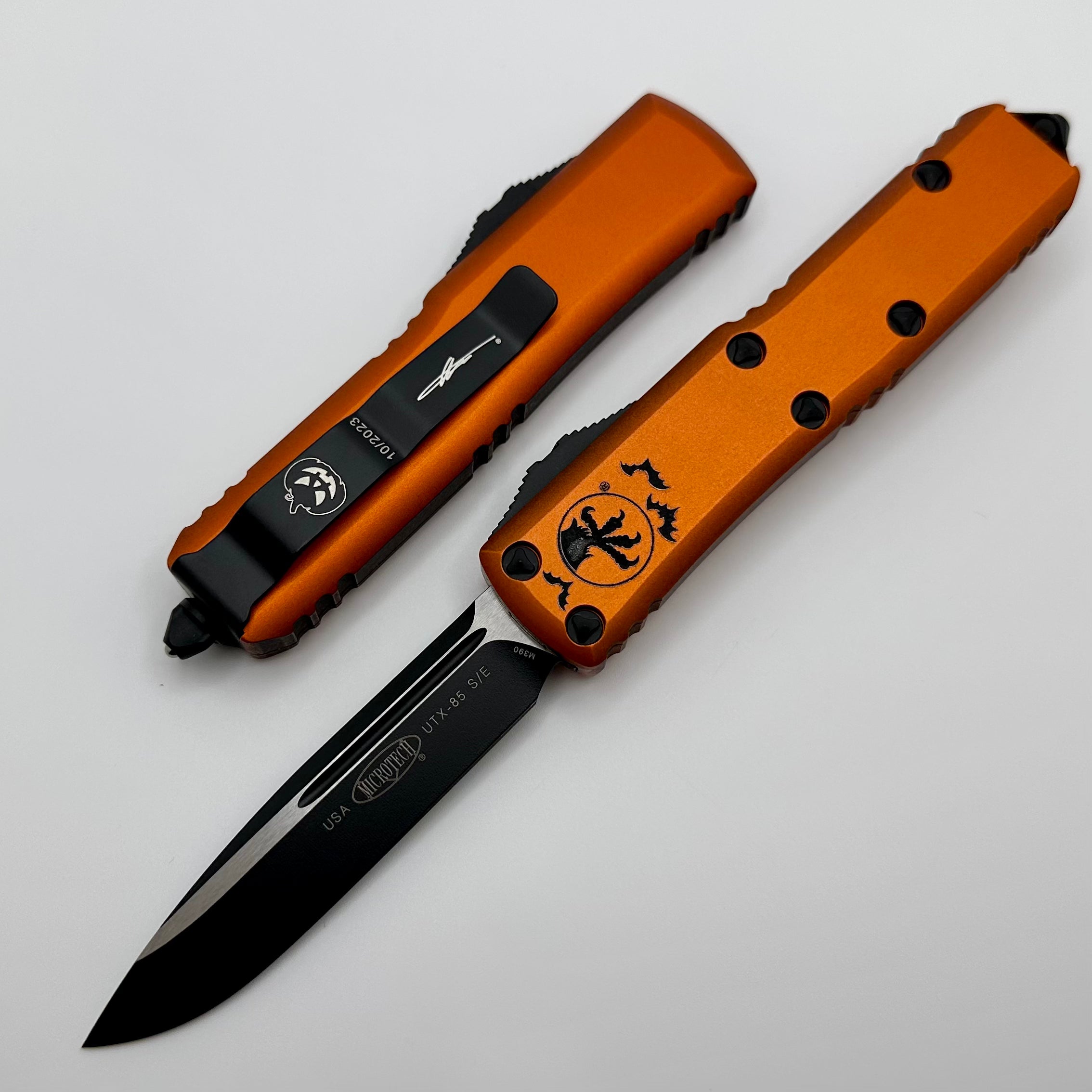 Microtech UTX-85 Halloween Orange Single Edge Signature Series 231-1HW