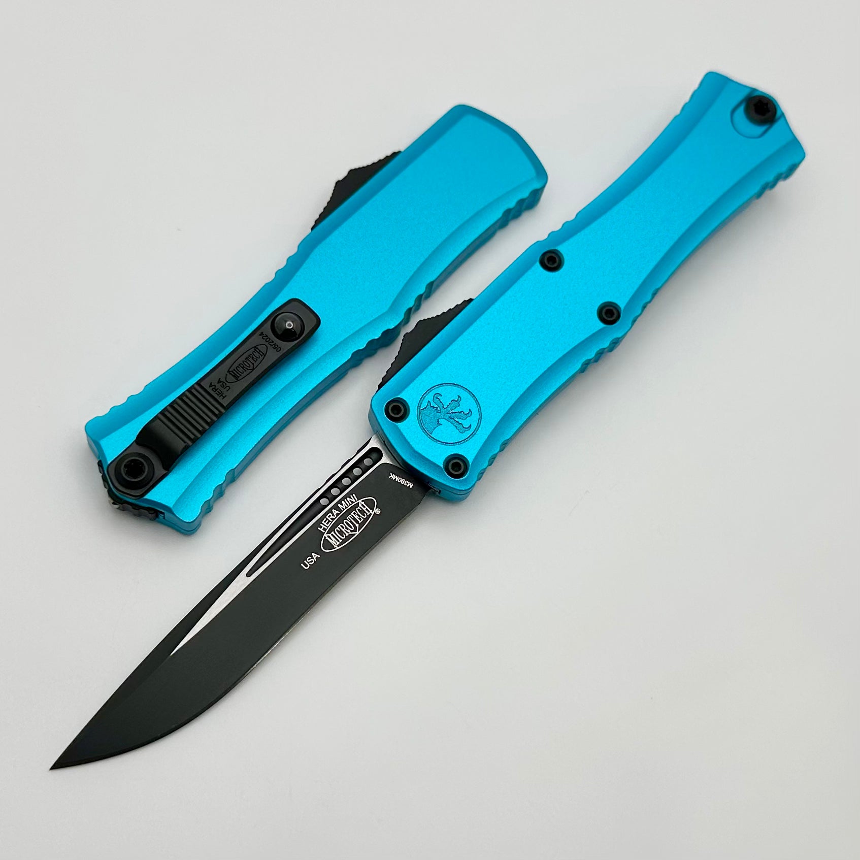 Microtech Knives Mini Hera Black Recurve M390MK w/ Turquoise Handle 17