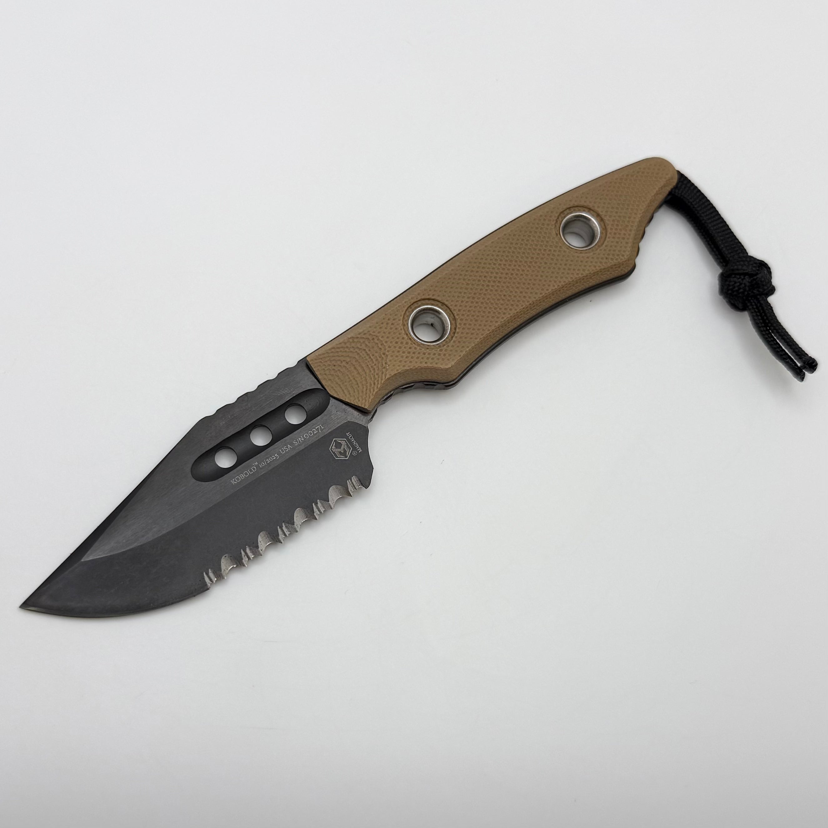 Heretic Kobold FDE G-10 Handles w/ Serrated DLC Bowie MagnaCut Fixed B